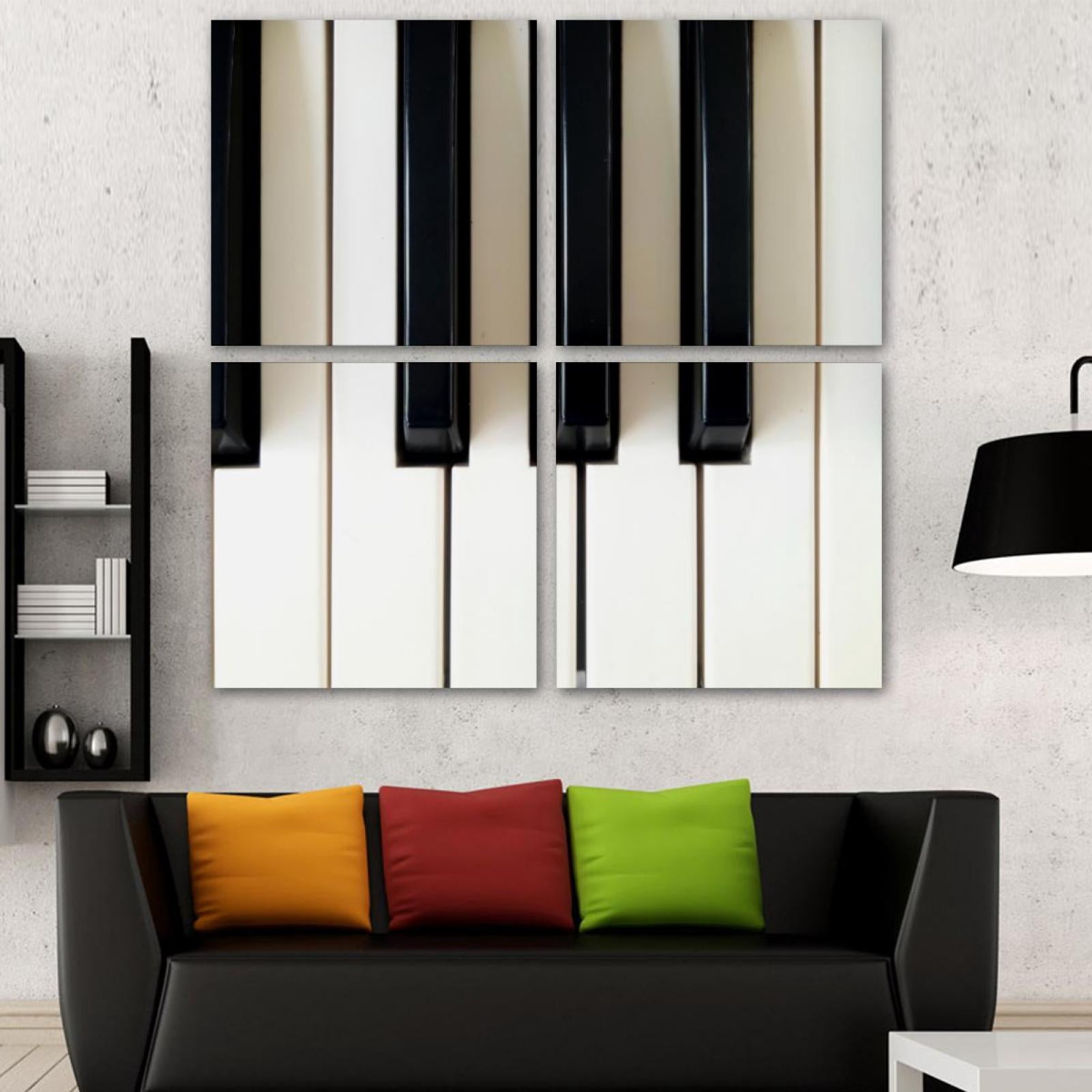 OWNSERIES Piano Keys Black White Pattern 4PC Frameless Canvas Wall Art ...