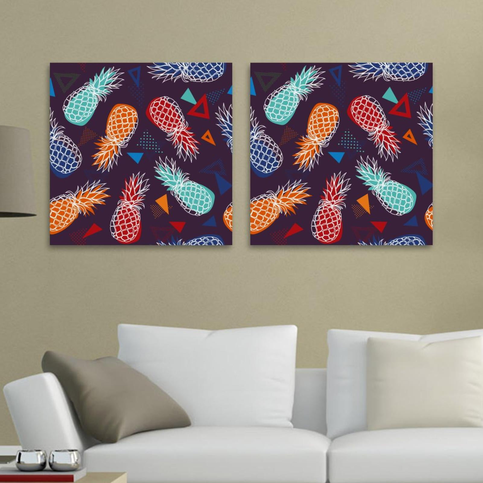 OWNSERIES Pineapple Fruit Summer Pattern 2PC Canvas Wall Art Paintings ...