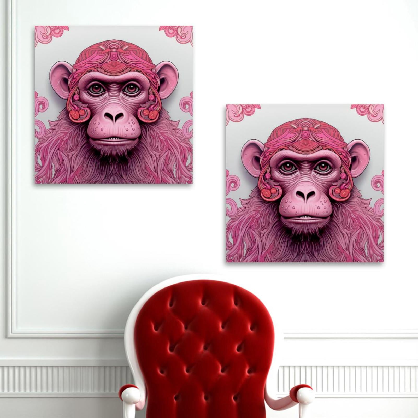 OWNSERIES Pink Monkey Orangutan Pattern 2PC Canvas Wall Art Paintings ...