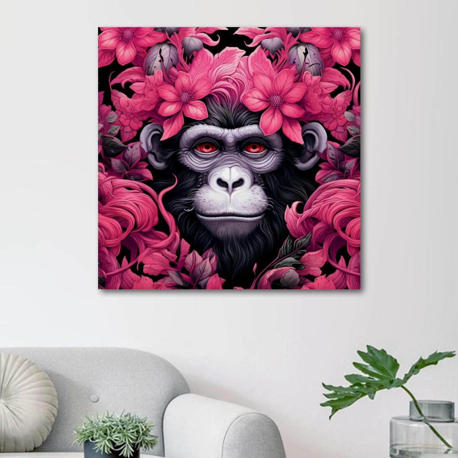 OWNSERIES Pink Monkey Orangutan Pattern Canvas Wall Art Paintings for ...