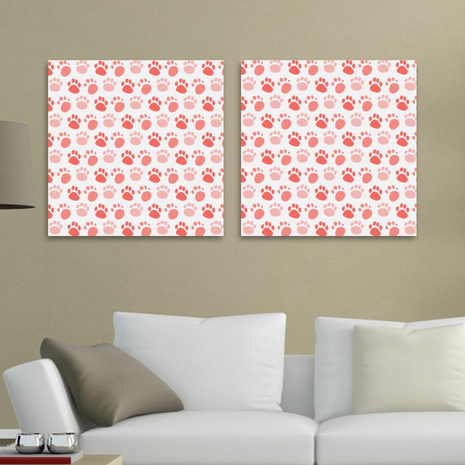 OWNSERIES Pink Paw Pattern 2PC Canvas Wall Art Paintings for Living ...