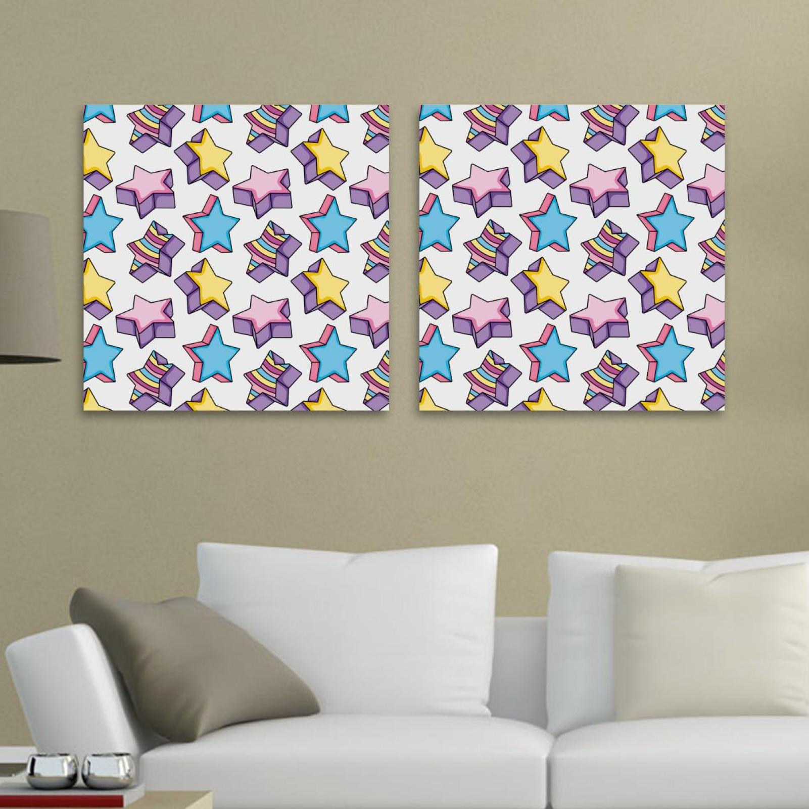OWNSERIES Pink Purple Yellow Blue Stras Pattern 2PC Canvas Wall Art ...