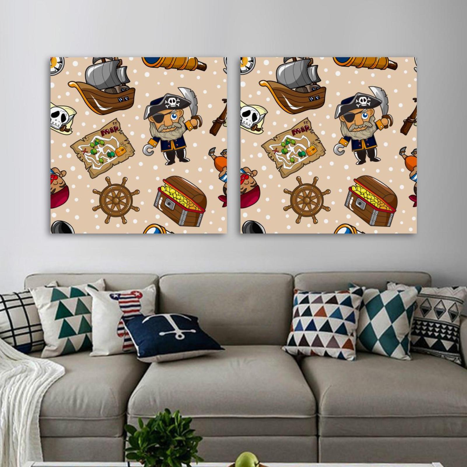 OWNSERIES Pirate Pattern 2PC Canvas Wall Art Paintings for Living Room ...
