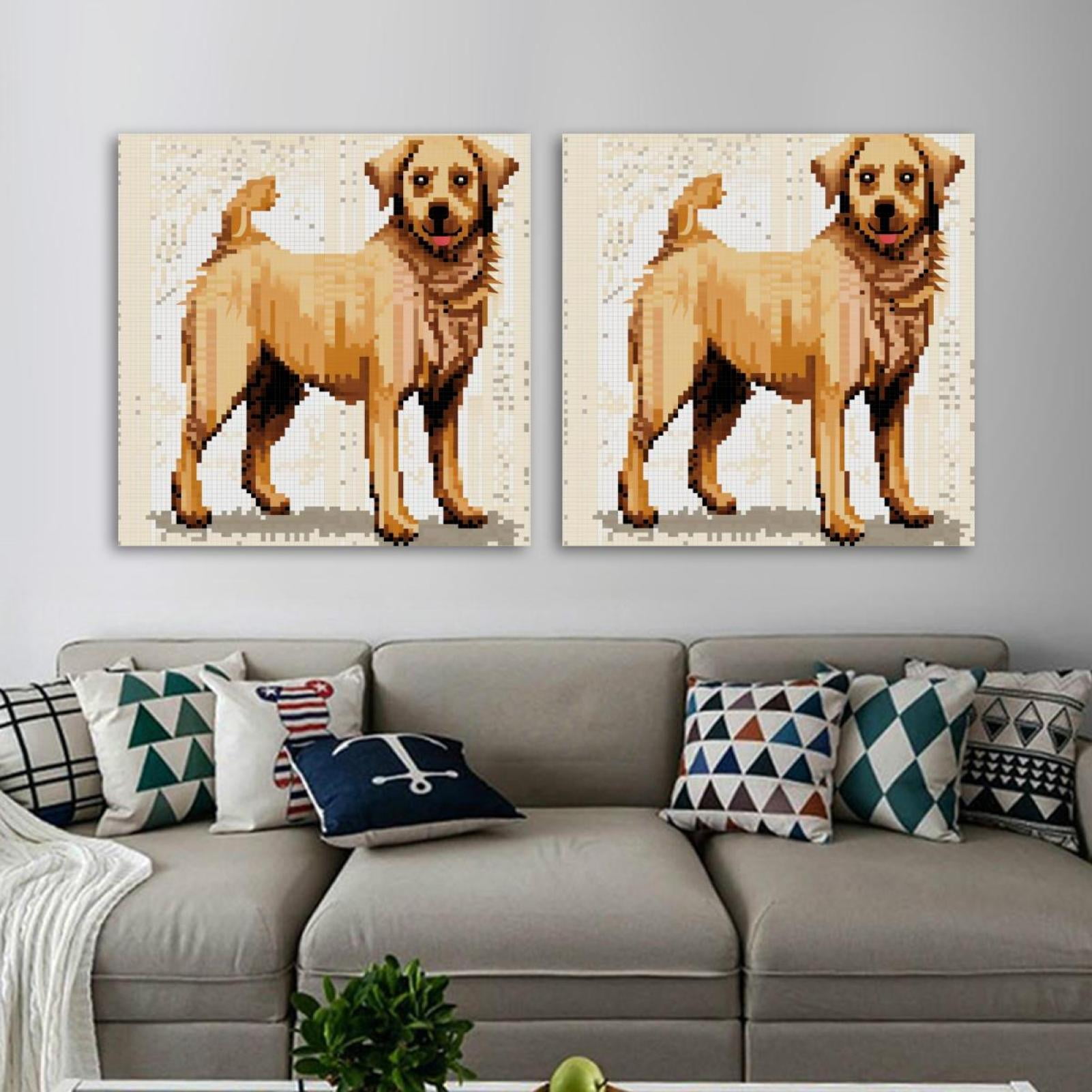 OWNSERIES Pixel Dog Pattern 2PC Canvas Wall Art Paintings for Living ...