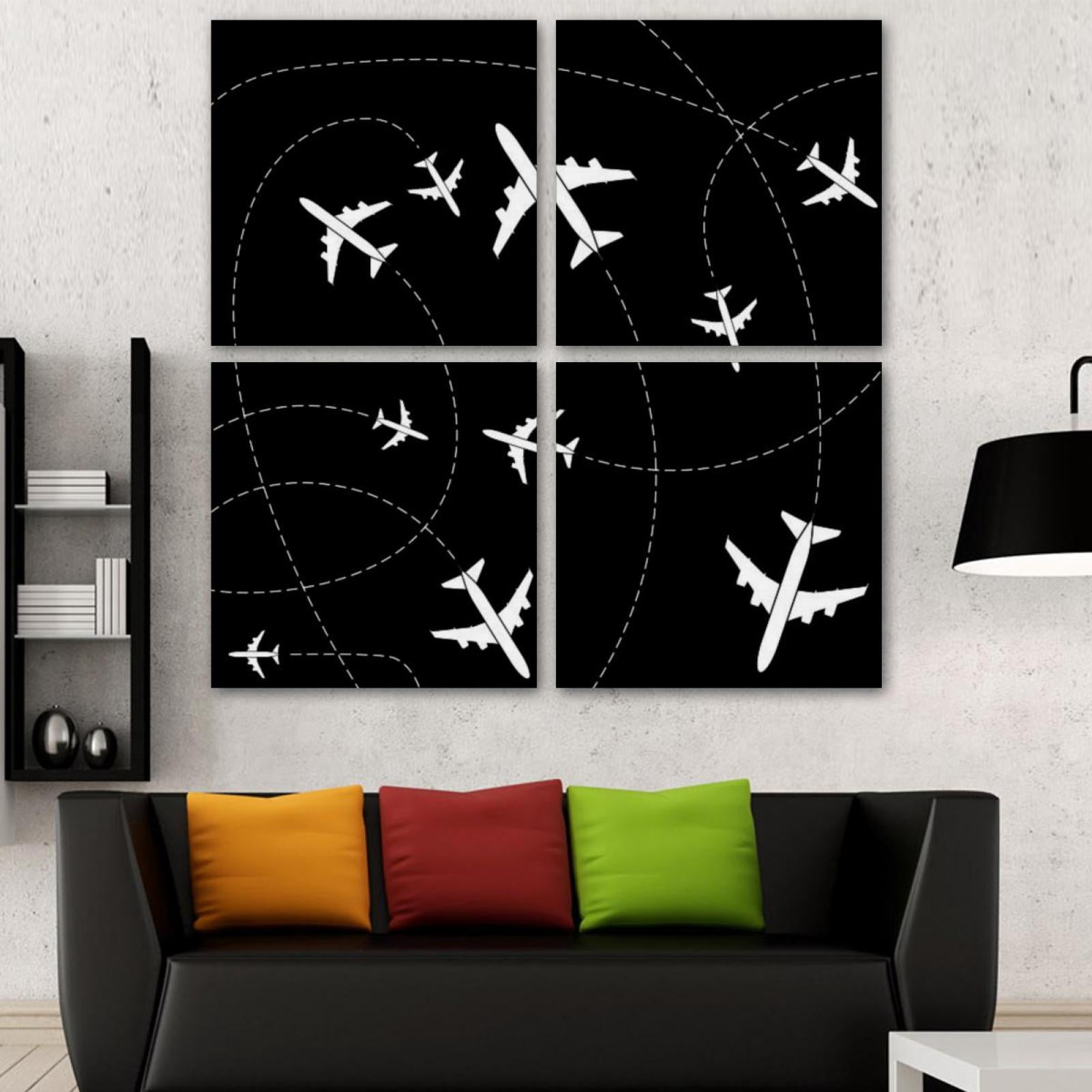 OWNSERIES Plane with Dashed Path Lines Airplane Sky(1) Pattern 4PC ...