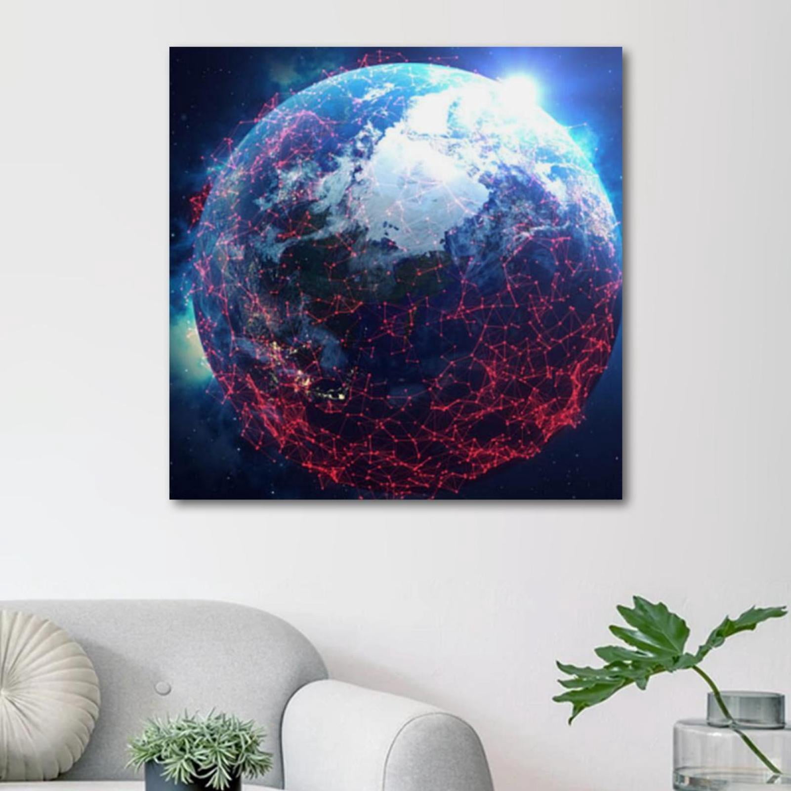 OWNSERIES Planet Earth Space Pattern Canvas Wall Art Paintings for ...