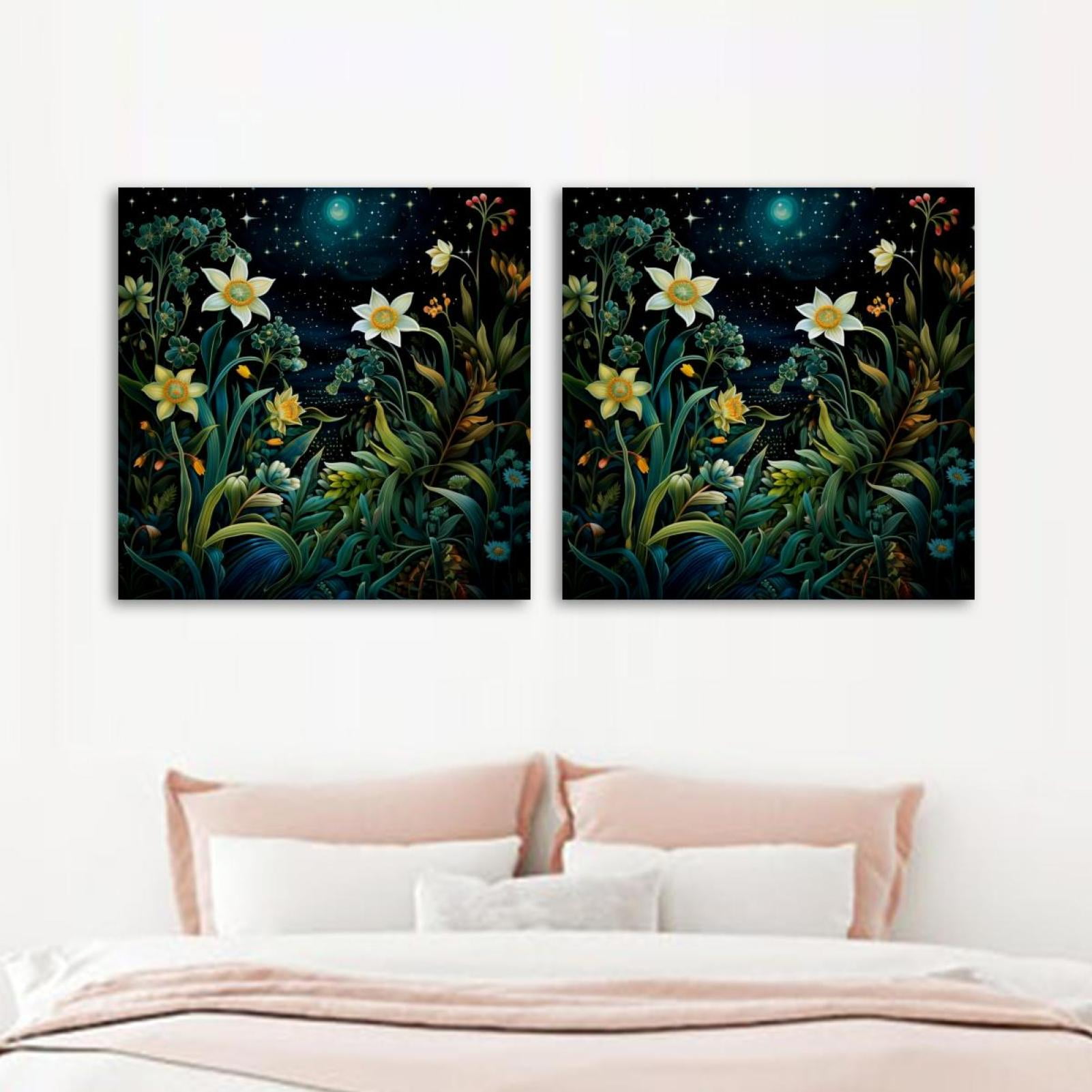 OWNSERIES Plants under the Stars Pattern 2PC Canvas Wall Art Paintings ...