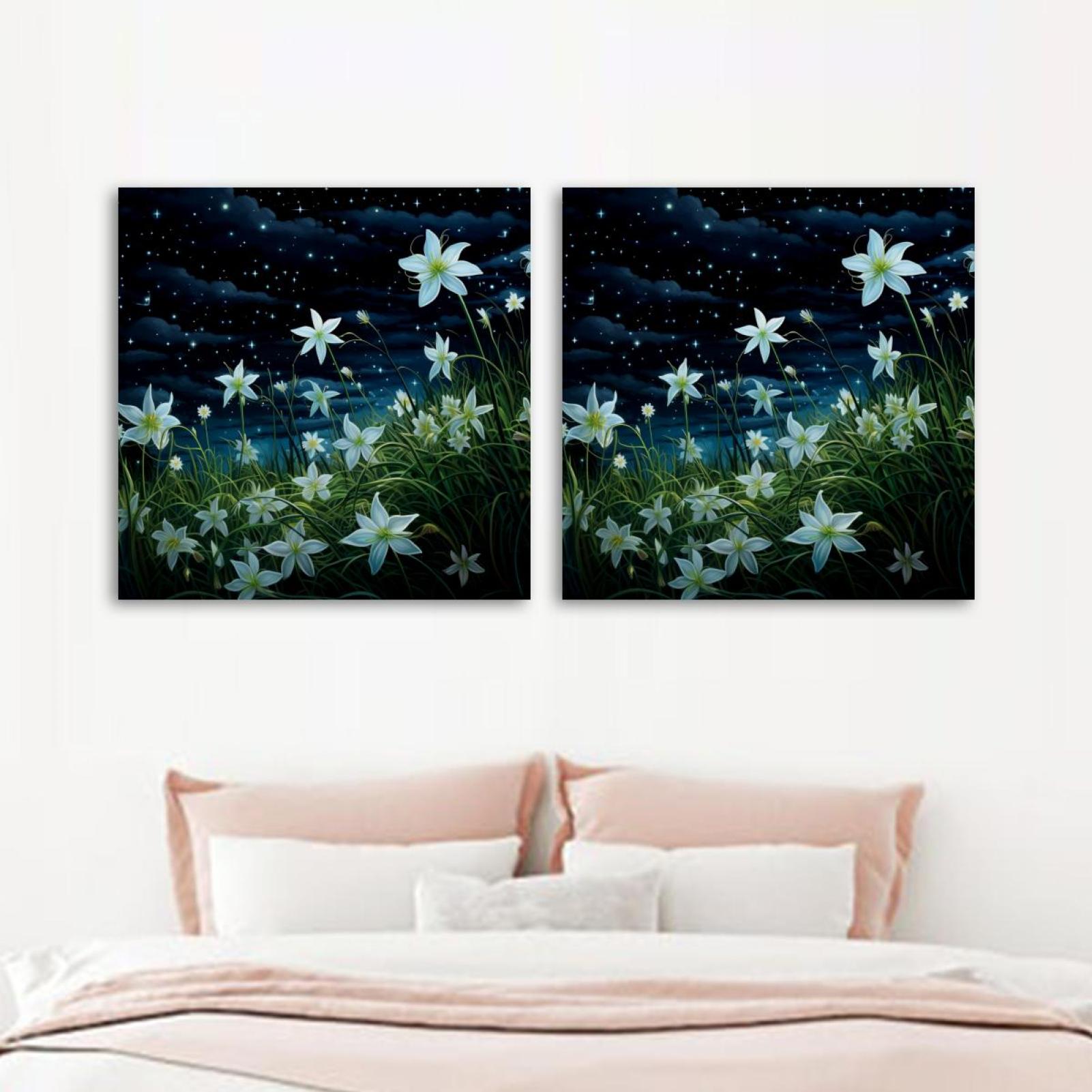 OWNSERIES Plants under the Stars Pattern 2PC Canvas Wall Art Paintings ...
