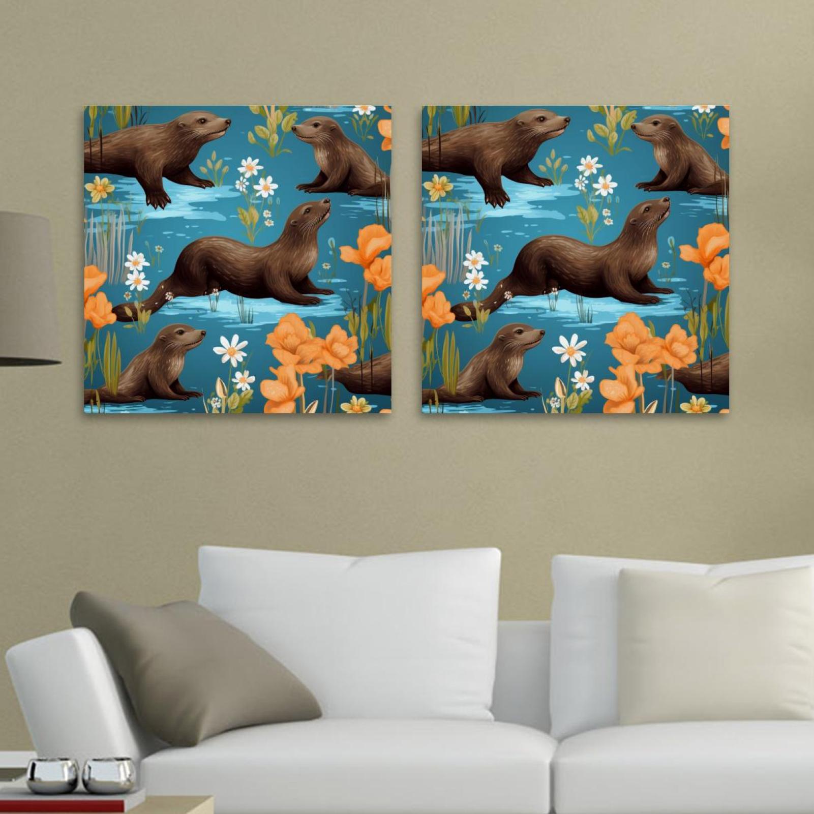 OWNSERIES Platypus Pattern 2PC Canvas Wall Art Paintings for Living Room Canvas Frameless Print ...