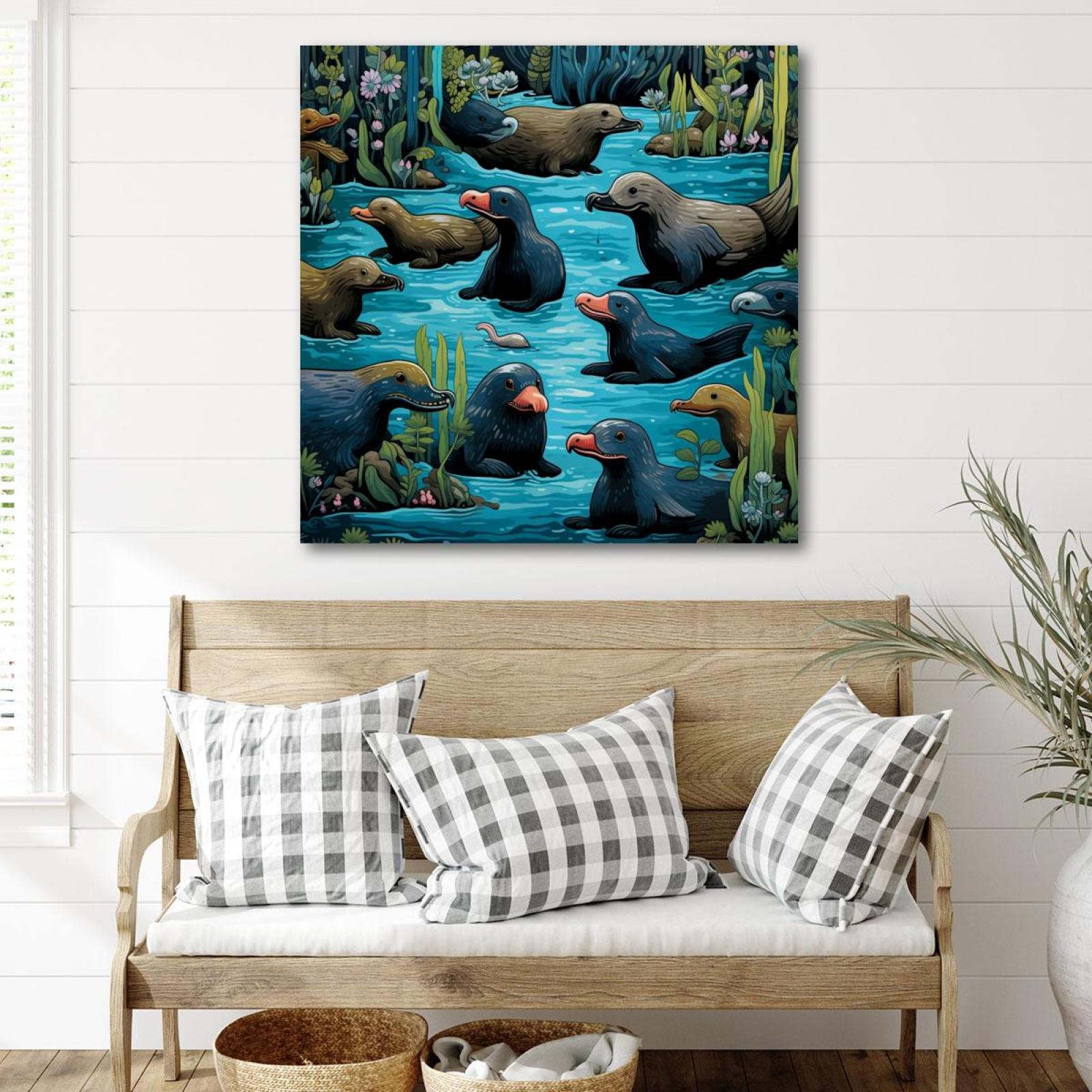 OWNSERIES Platypus Pattern Canvas Wall Art Paintings for Living Room Canvas Frameless Print Wall ...