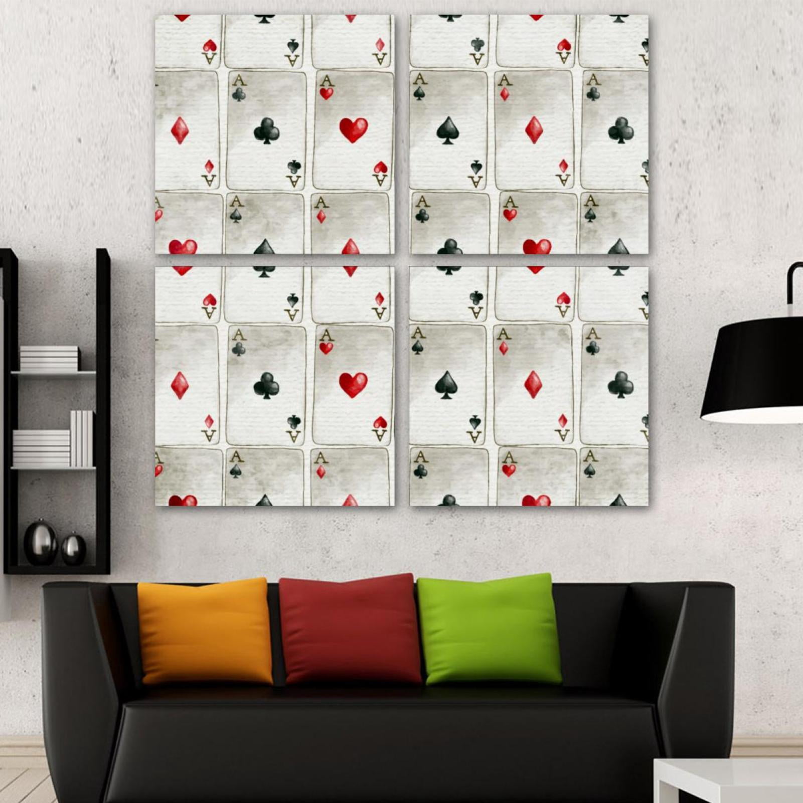 OWNSERIES Playing Cards Pattern 4PC Frameless Canvas Wall Art Paintings ...