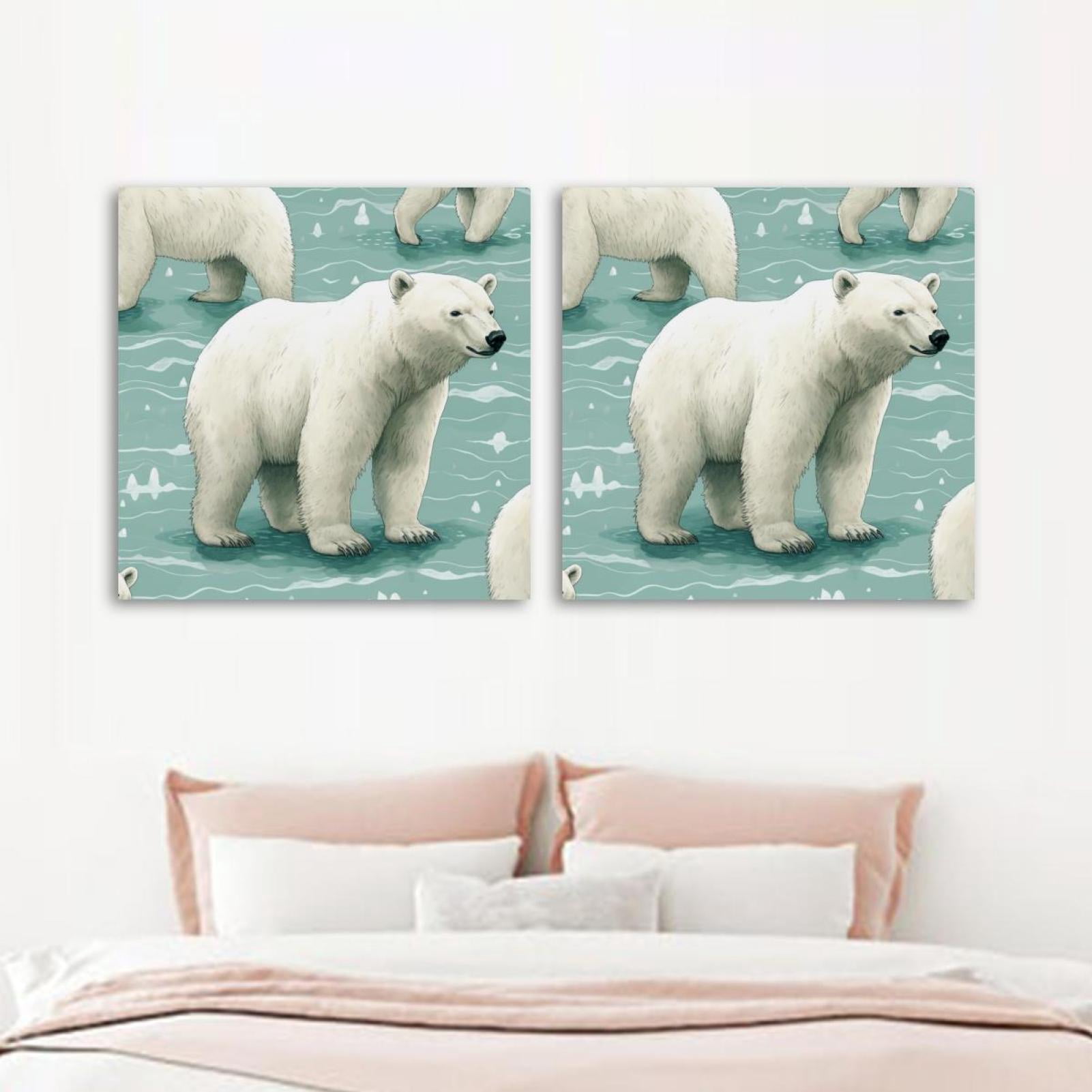 OWNSERIES Polar Bear Pattern 2PC Canvas Wall Art Paintings for Living ...