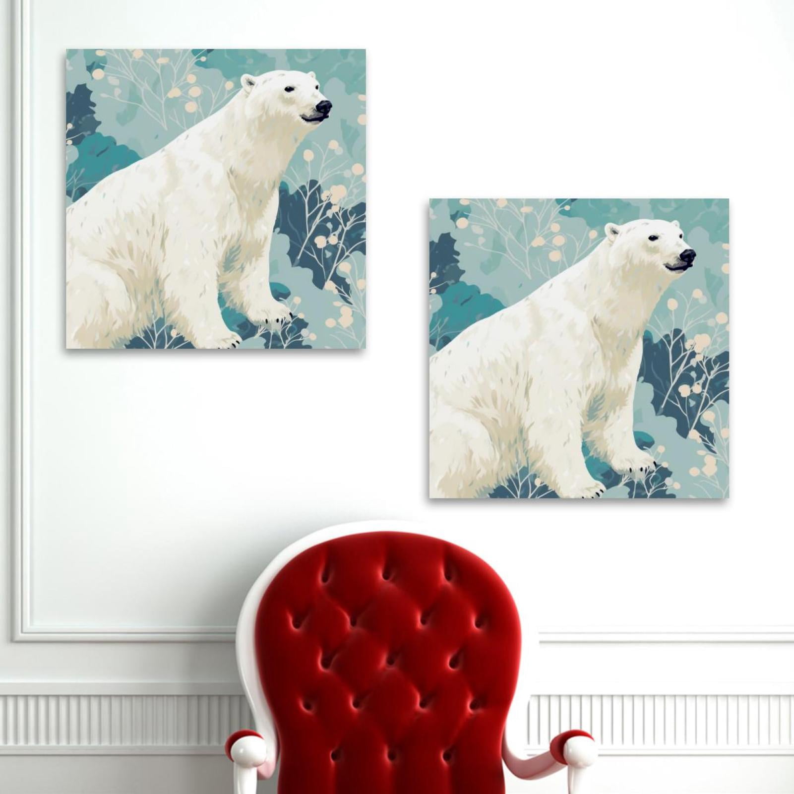 OWNSERIES Polar Bear Pattern 2PC Canvas Wall Art Paintings for Living ...
