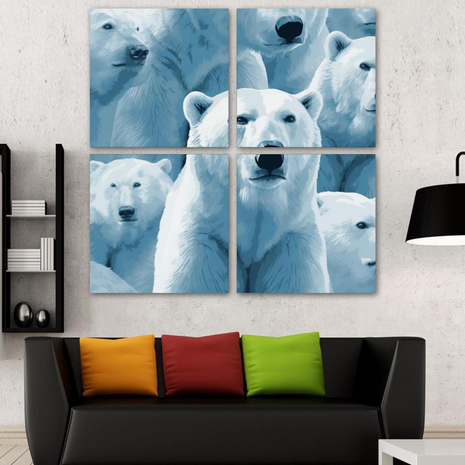OWNSERIES Polar Bear Pattern 4PC Frameless Canvas Wall Art Paintings ...