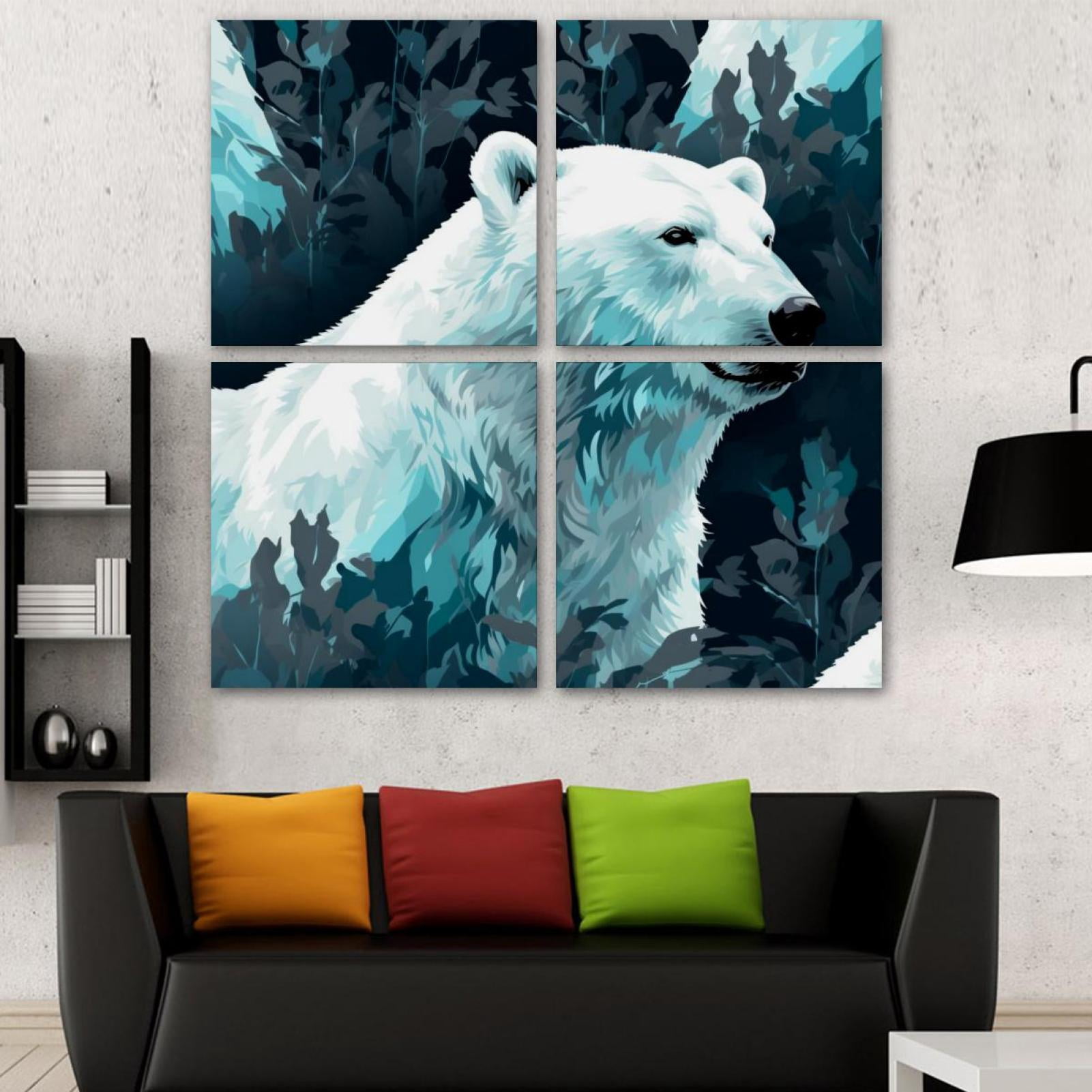 OWNSERIES Polar Bear Pattern 4PC Frameless Canvas Wall Art Paintings ...