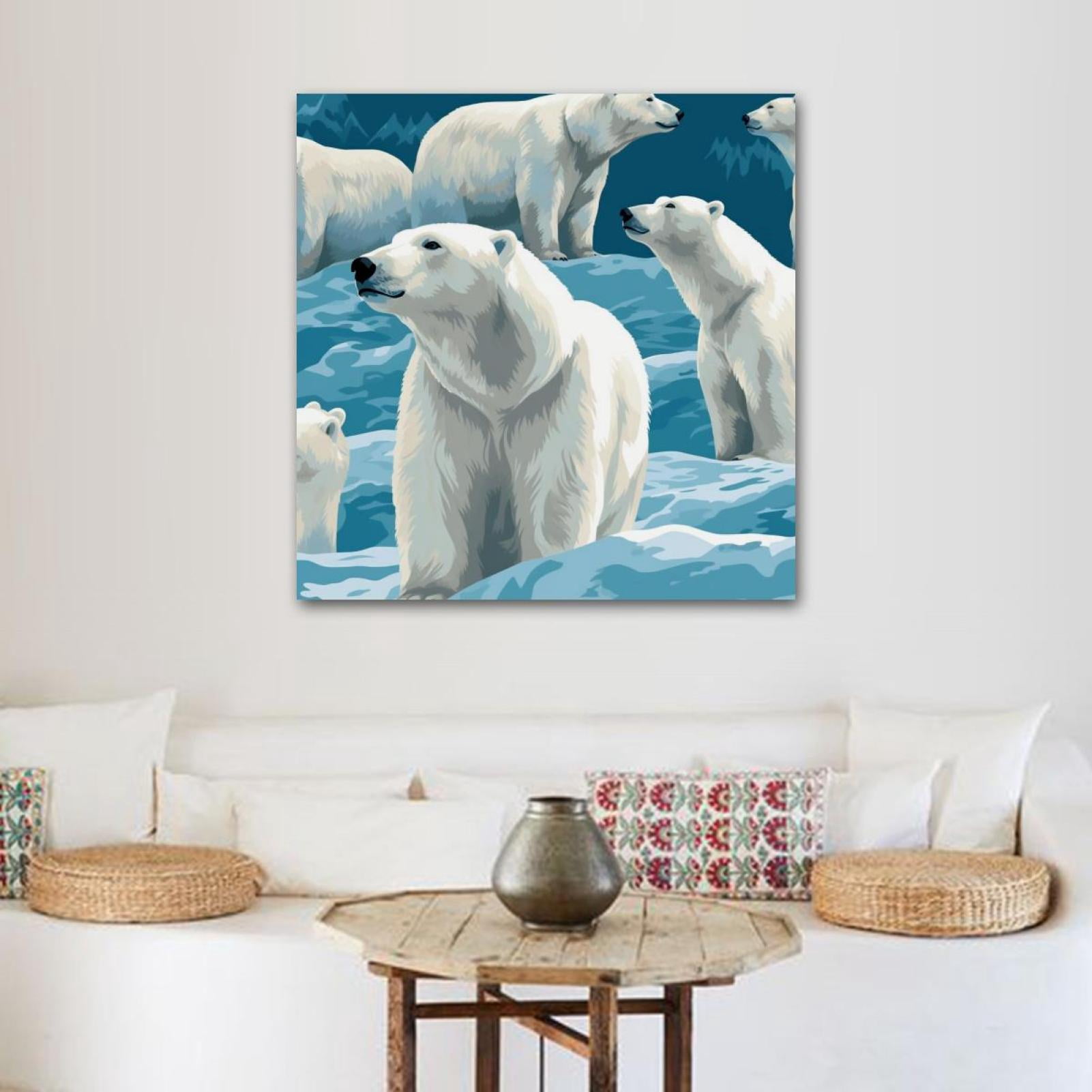 OWNSERIES Polar Bear Pattern Canvas Wall Art Paintings for Living Room ...