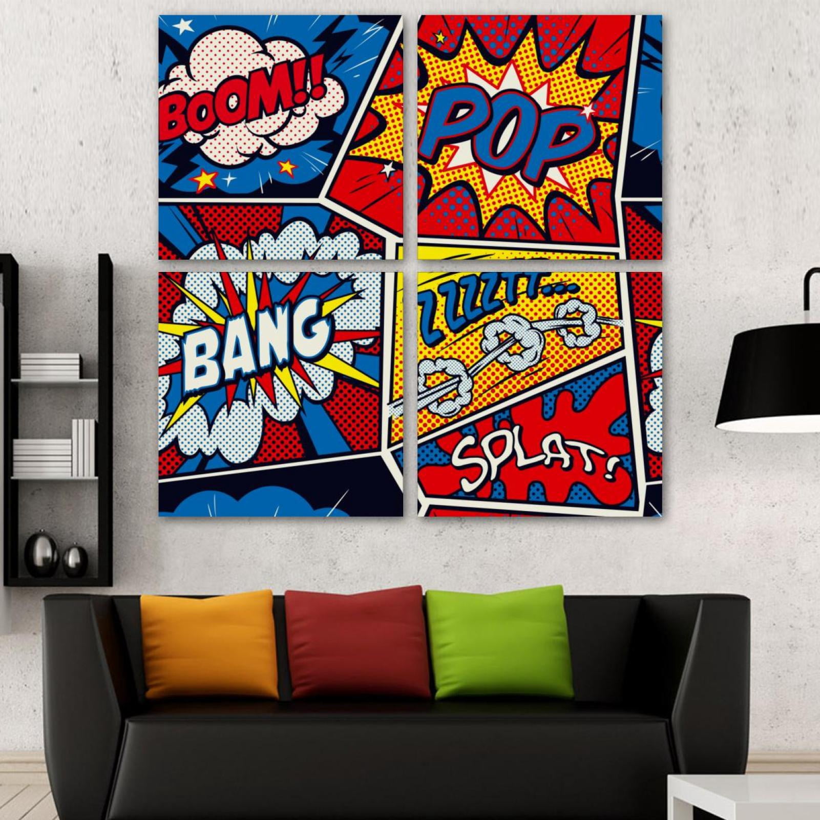 OWNSERIES Pop Art Pattern 4PC Frameless Canvas Wall Art Paintings for ...