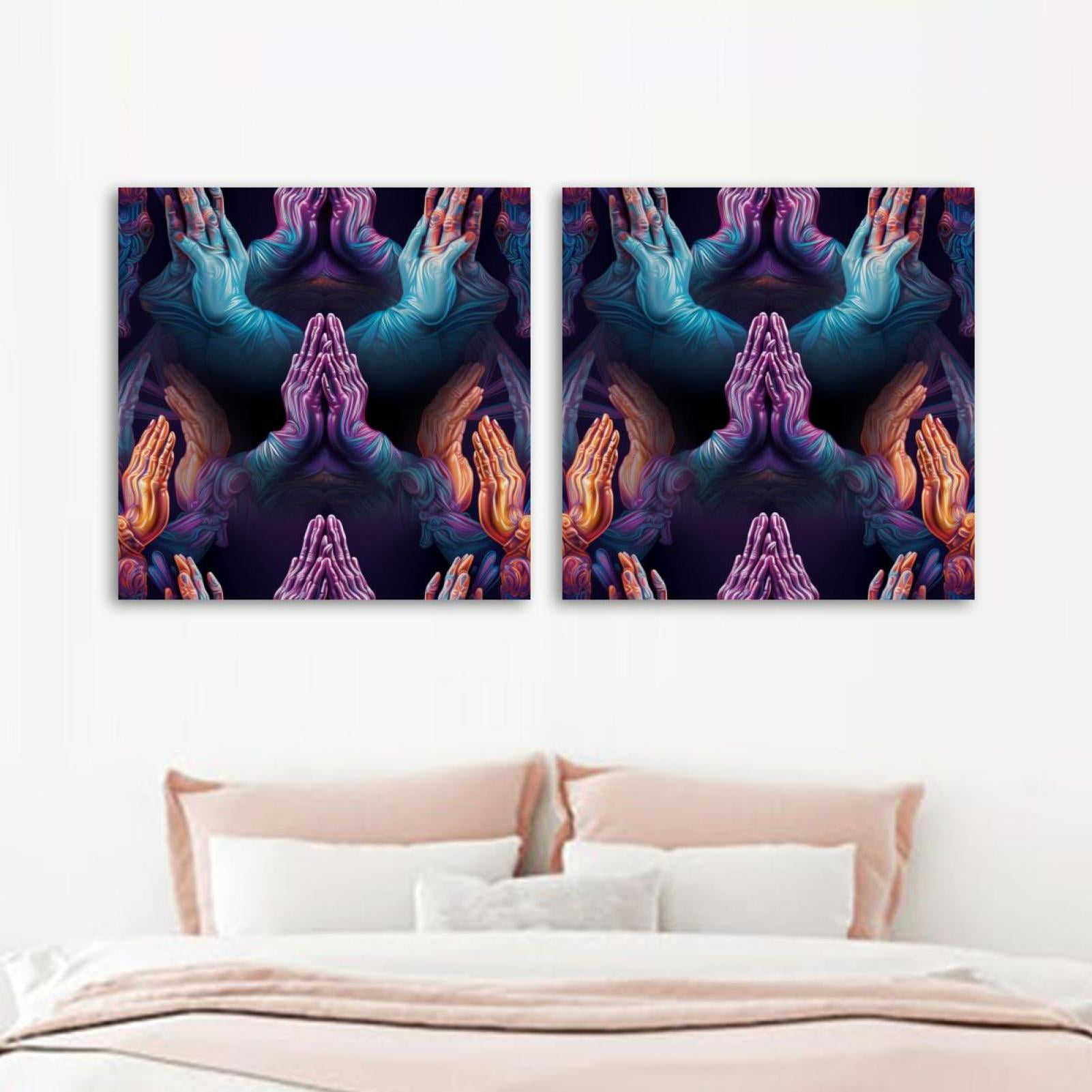 OWNSERIES Praying Hands Pattern 2PC Canvas Wall Art Paintings for ...