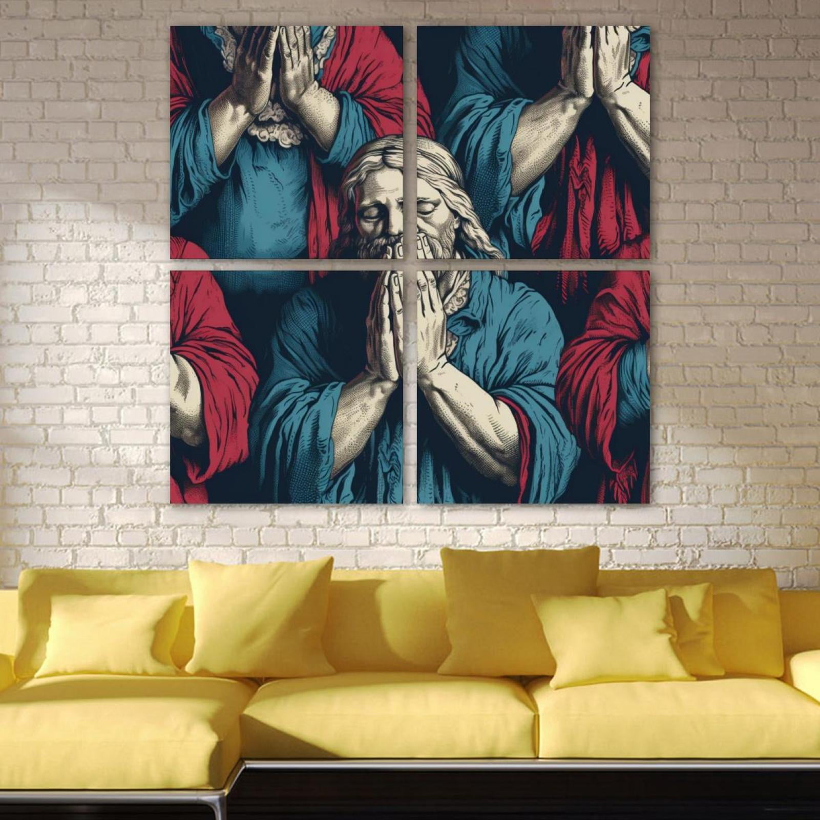 OWNSERIES Praying Hands Pattern 4PC Frameless Canvas Wall Art Paintings ...