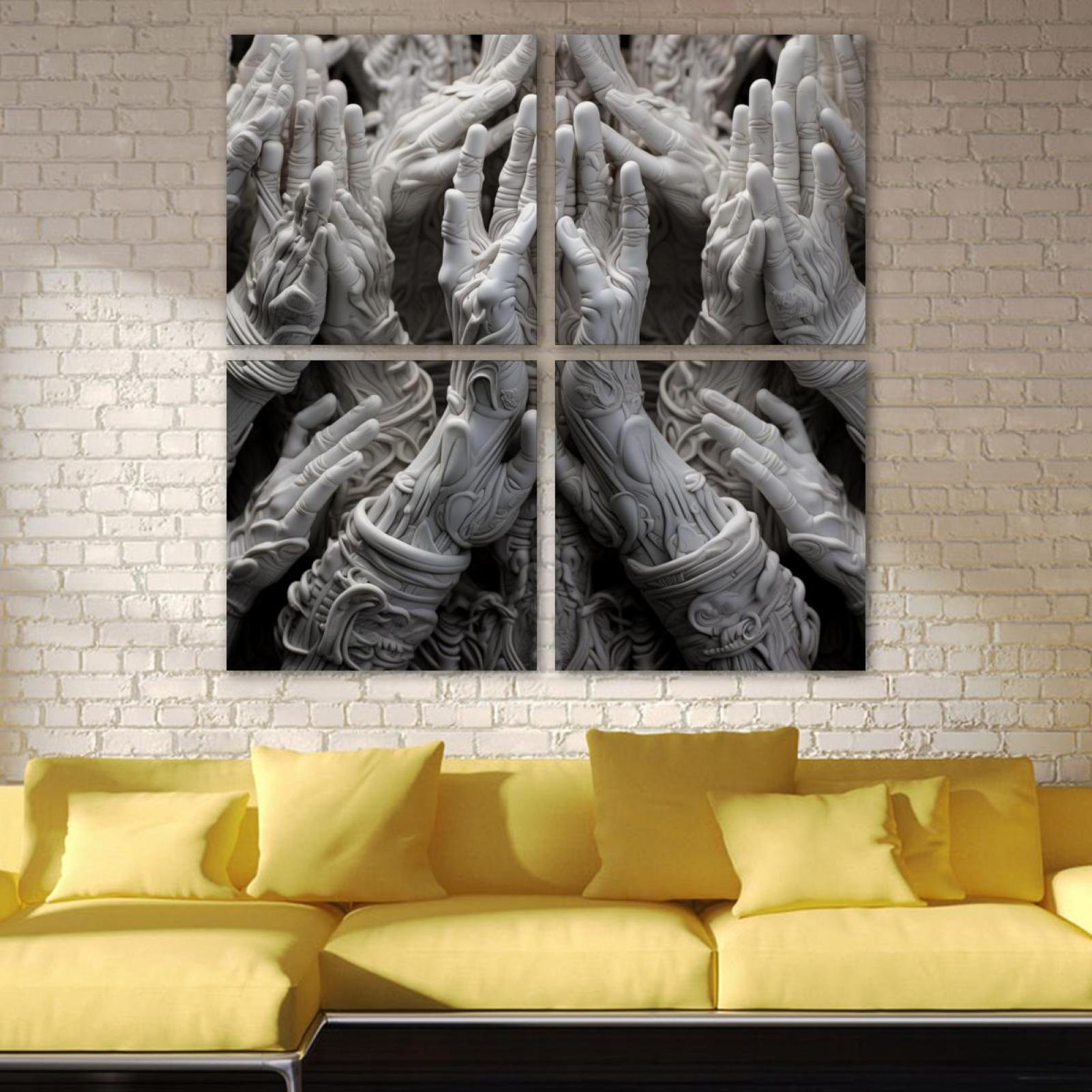 OWNSERIES Praying Hands Pattern 4PC Frameless Canvas Wall Art Paintings ...