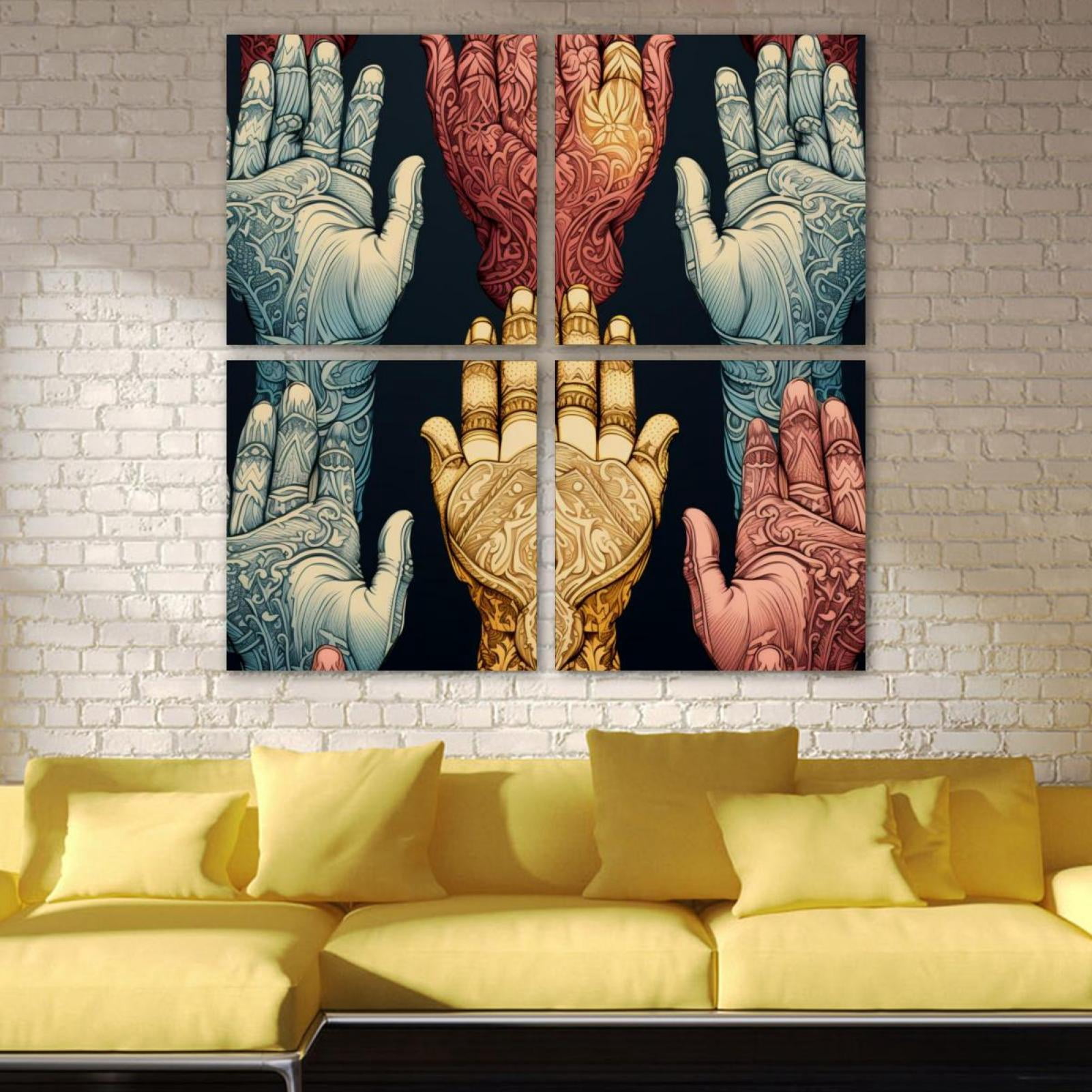 OWNSERIES Praying Hands Pattern 4PC Frameless Canvas Wall Art Paintings ...