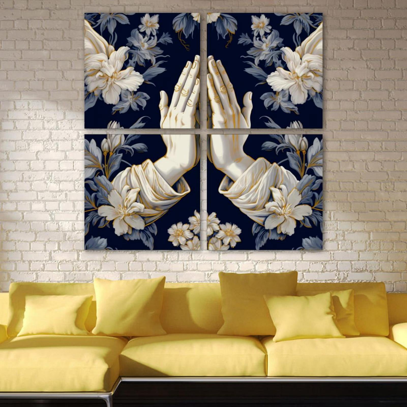 OWNSERIES Praying Hands Pattern 4PC Frameless Canvas Wall Art Paintings ...
