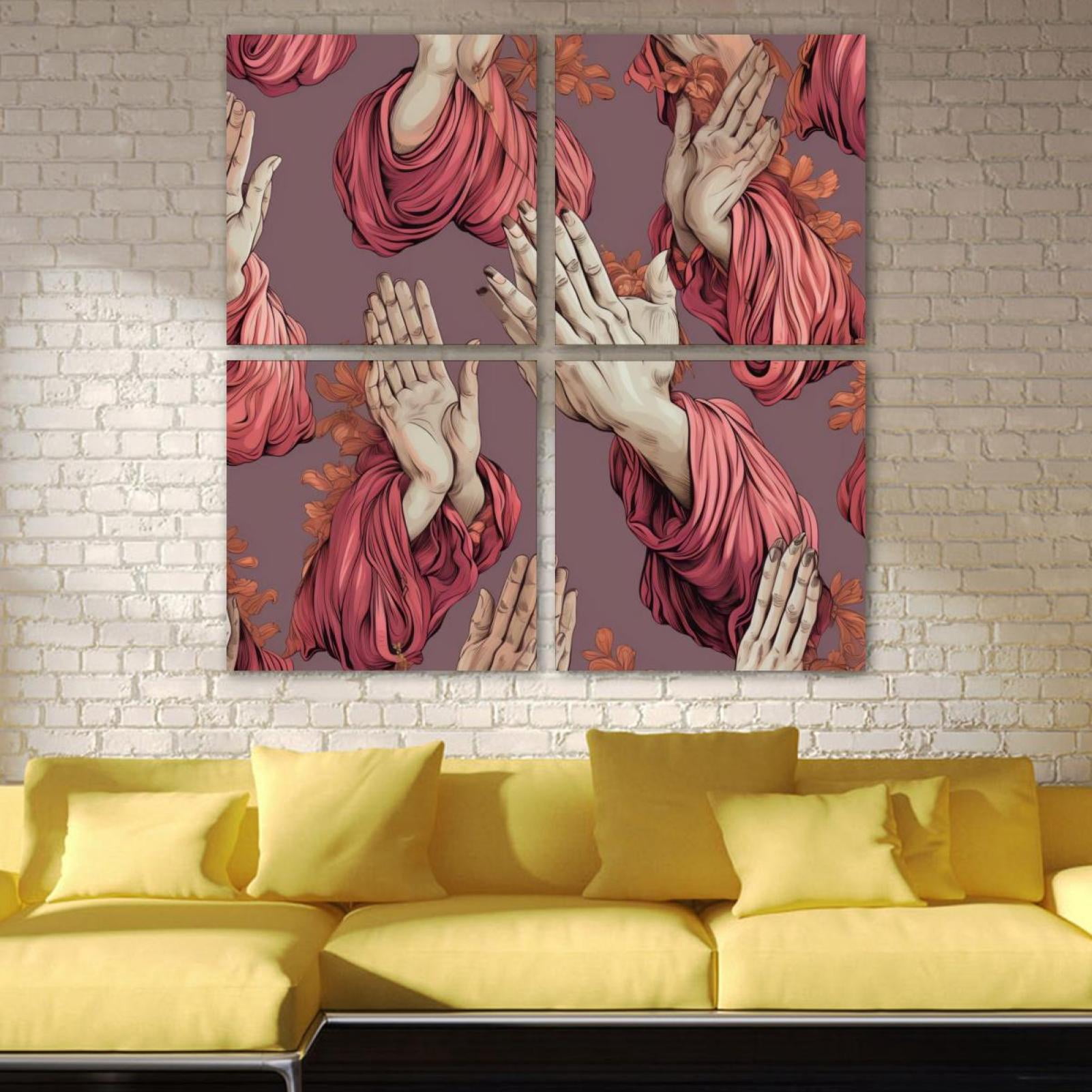 OWNSERIES Praying Hands Pattern 4PC Frameless Canvas Wall Art Paintings ...