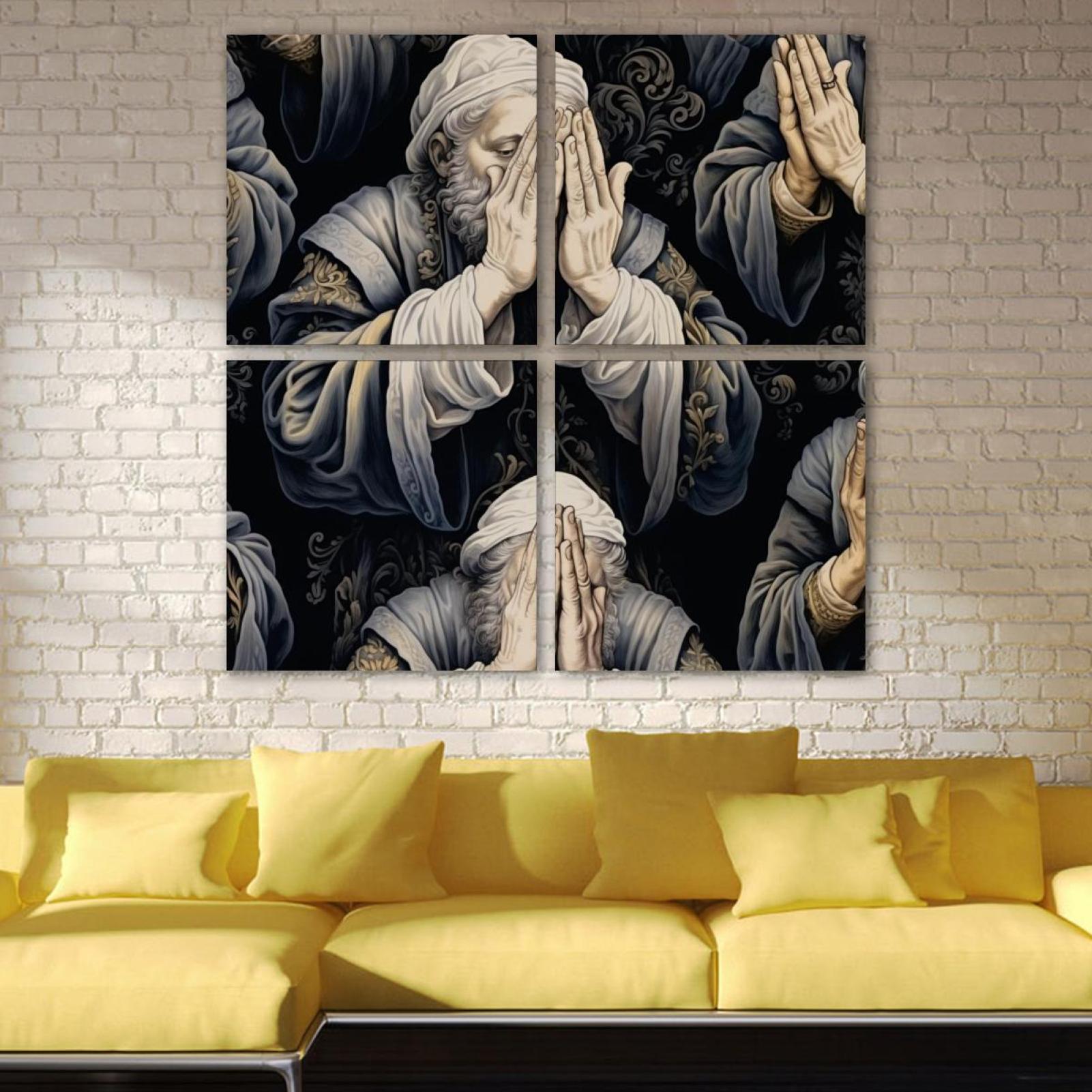 OWNSERIES Praying Hands Pattern 4PC Frameless Canvas Wall Art Paintings ...