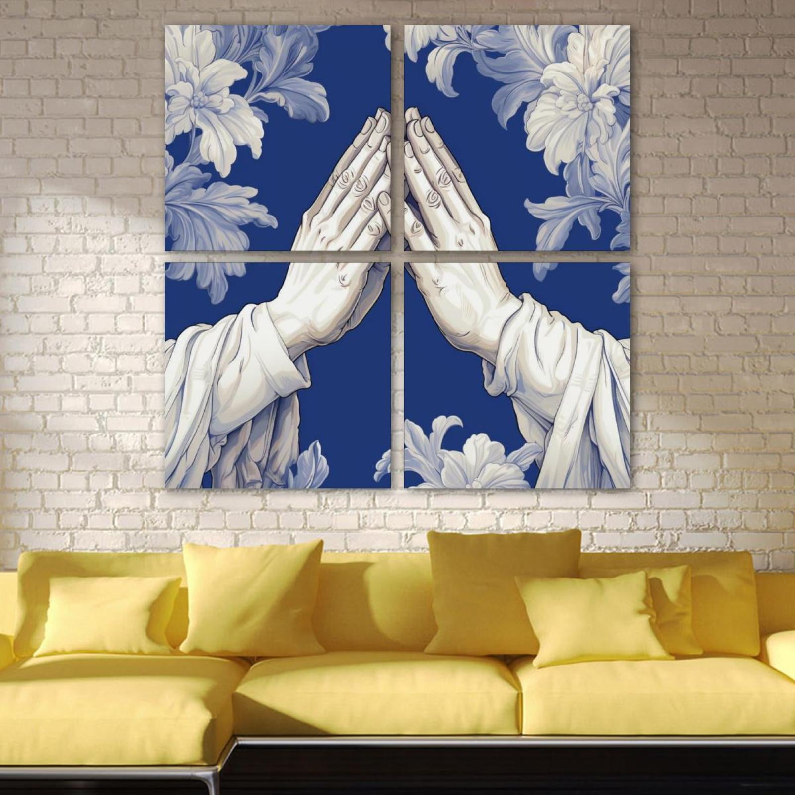 OWNSERIES Praying Hands Pattern 4PC Frameless Canvas Wall Art Paintings ...