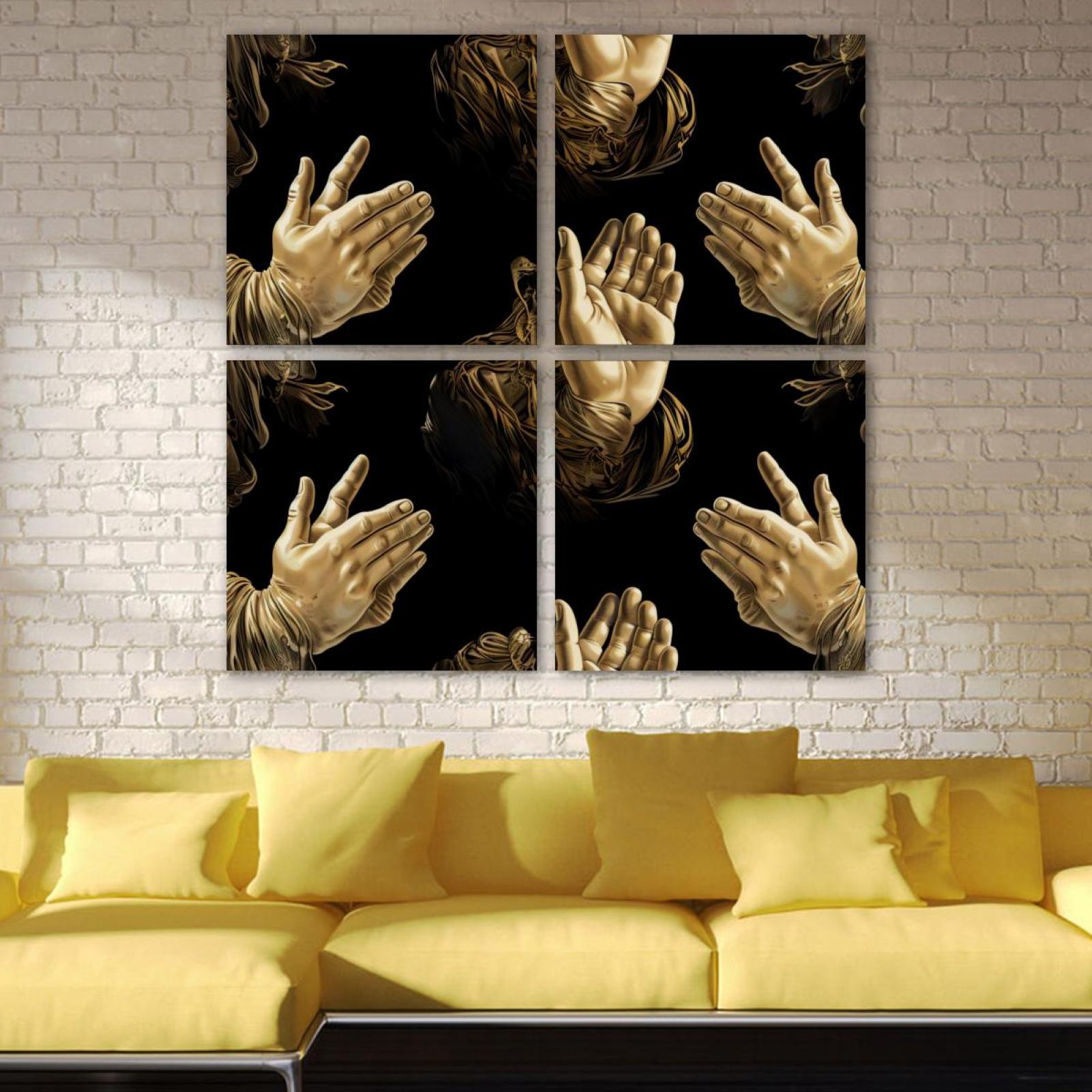 OWNSERIES Praying Hands Pattern 4PC Frameless Canvas Wall Art Paintings ...