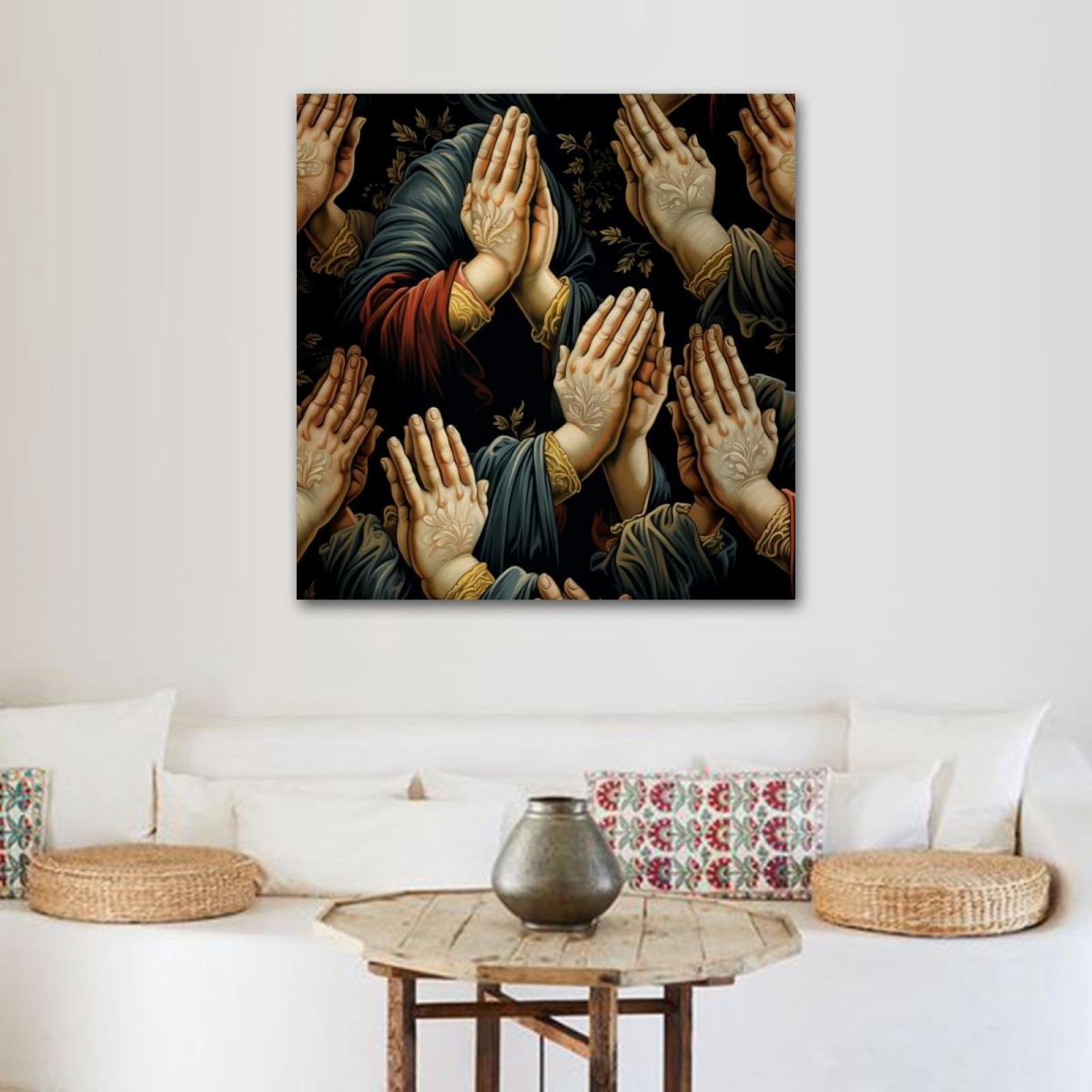 OWNSERIES Praying Hands Pattern Canvas Wall Art Paintings for Living ...