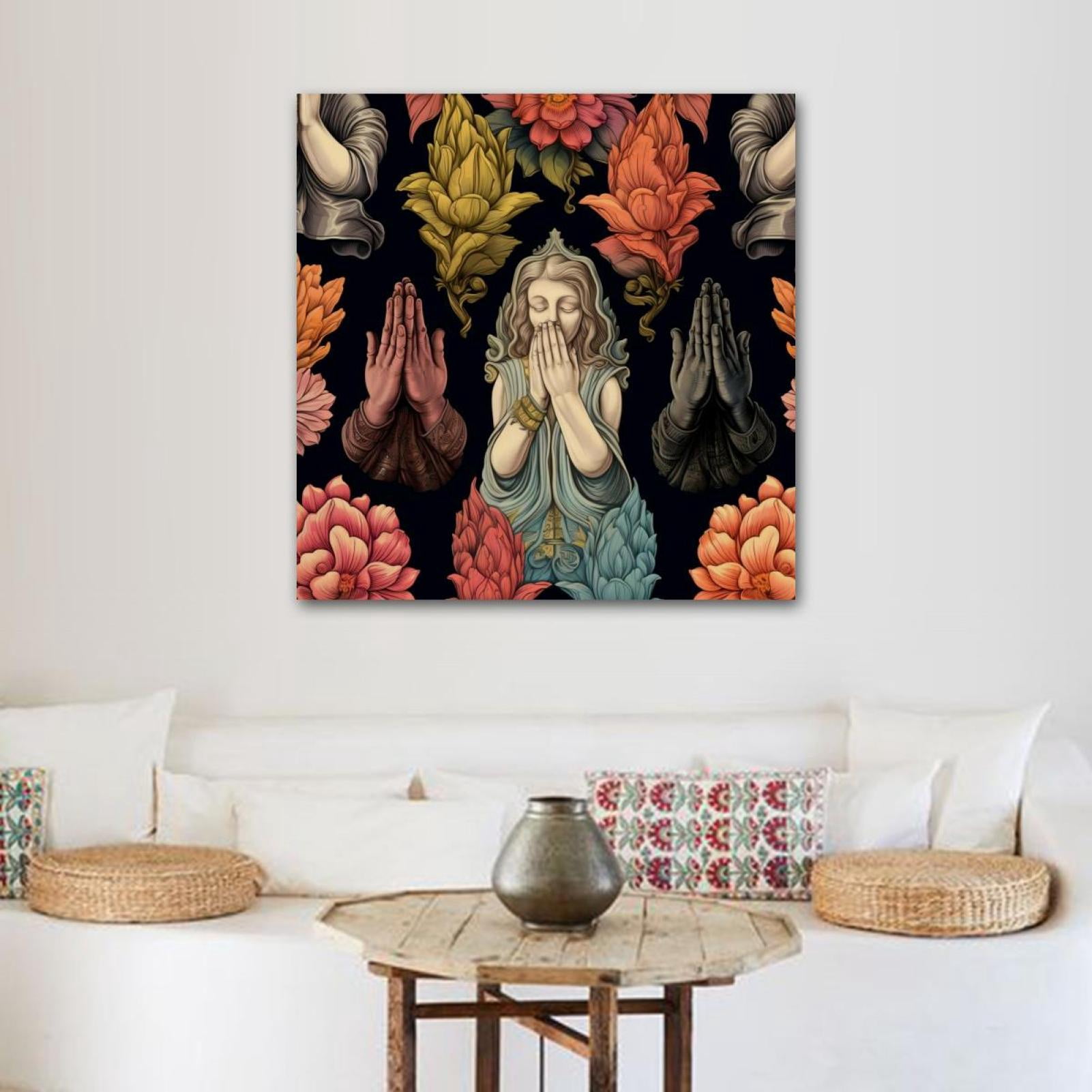 OWNSERIES Praying Hands Pattern Canvas Wall Art Paintings for Living ...