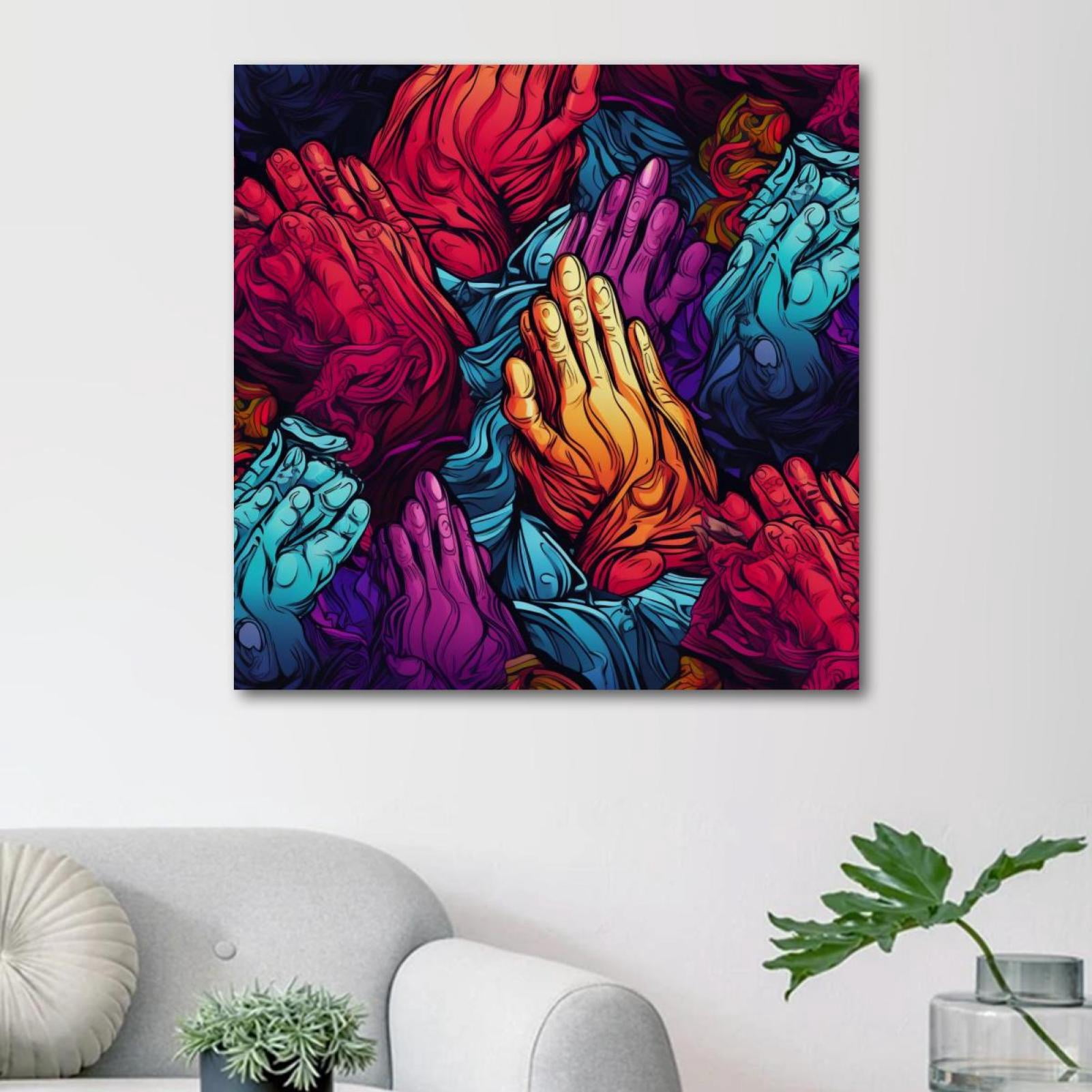 OWNSERIES Praying Hands Pattern Canvas Wall Art Paintings for Living ...