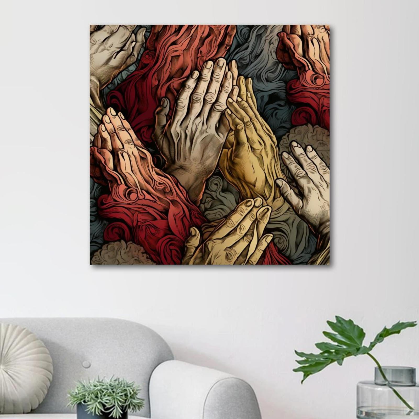 OWNSERIES Praying Hands Pattern Canvas Wall Art Paintings for Living ...