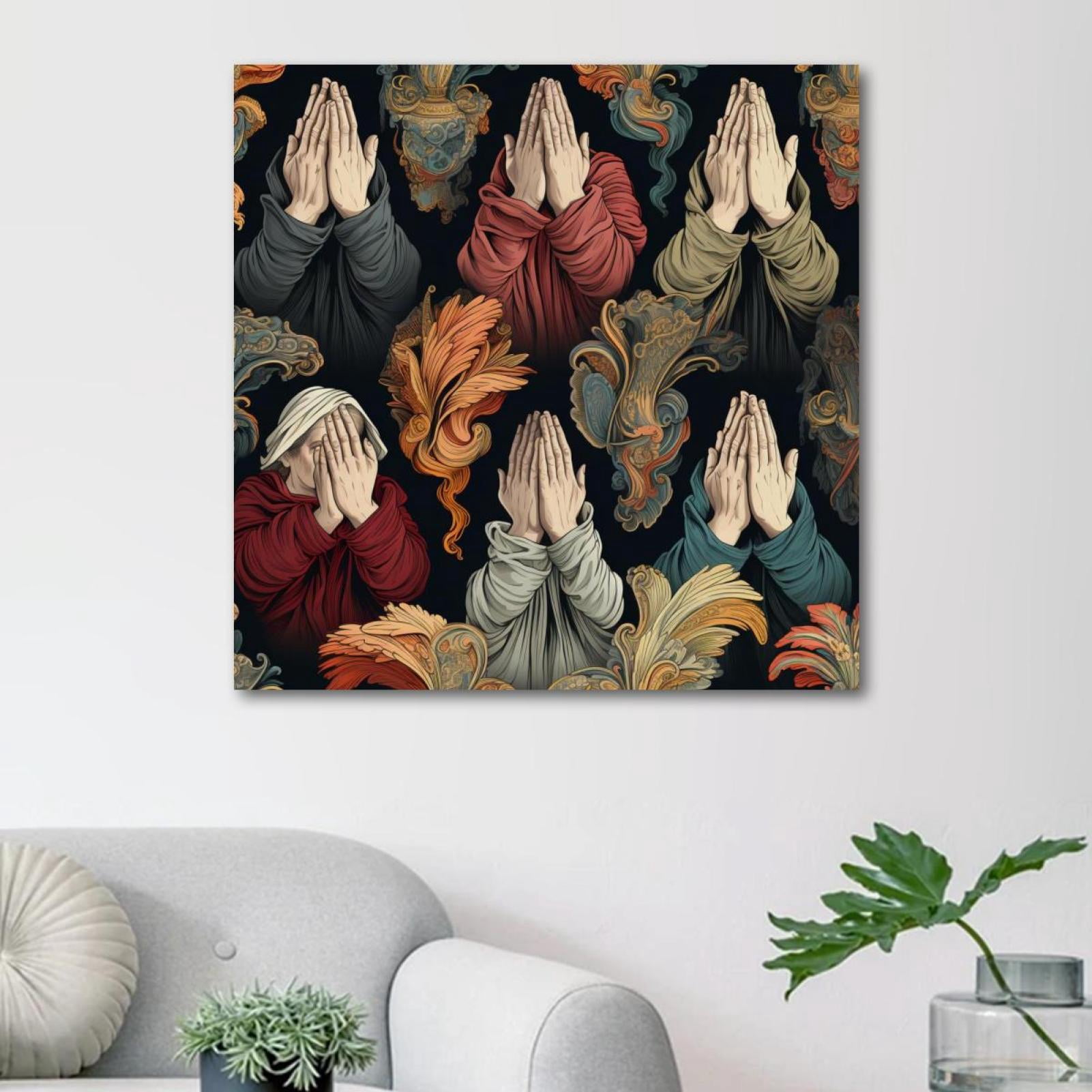 OWNSERIES Praying Hands Pattern Canvas Wall Art Paintings for Living ...