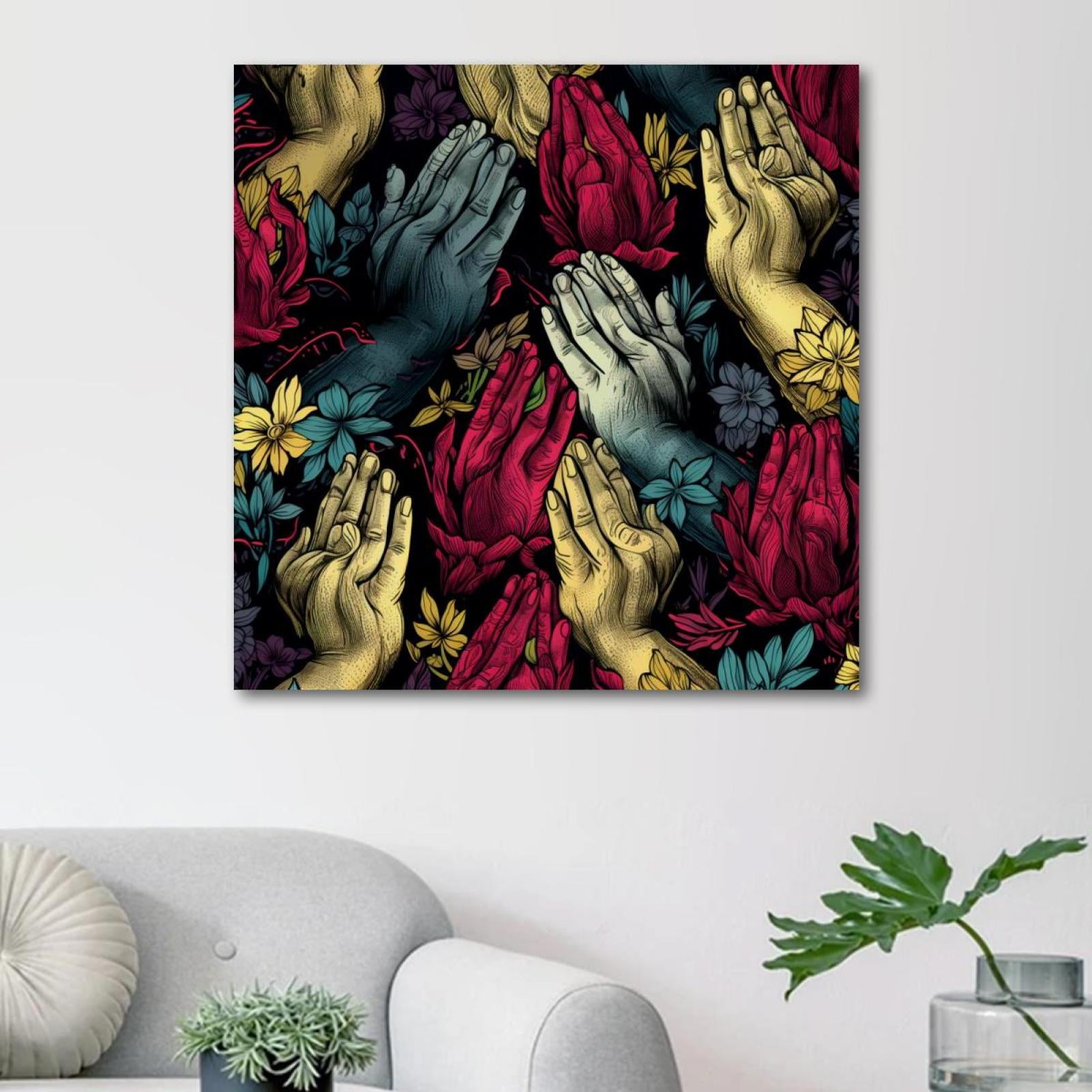 OWNSERIES Praying Hands Pattern Canvas Wall Art Paintings for Living ...