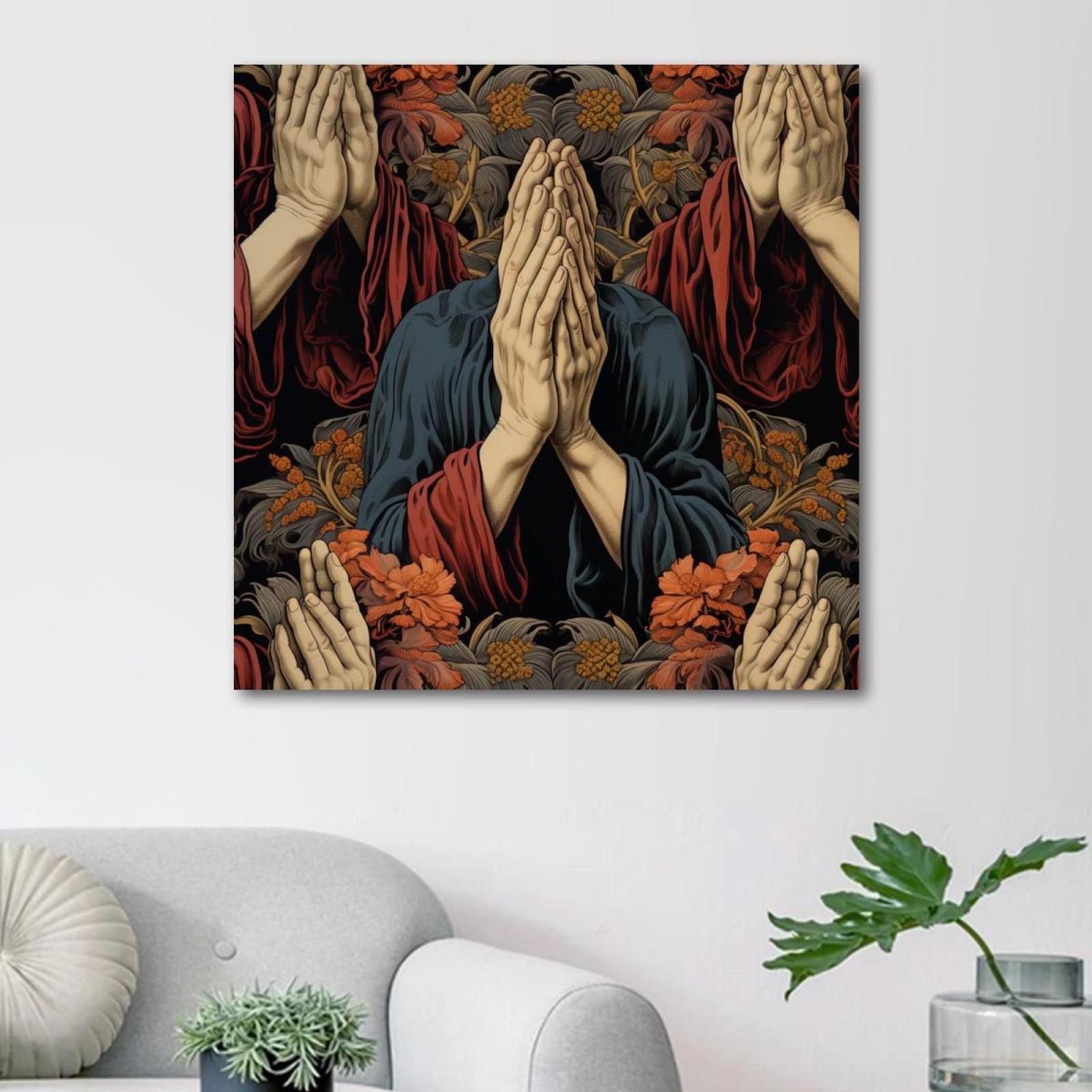 OWNSERIES Praying Hands Pattern Canvas Wall Art Paintings for Living ...