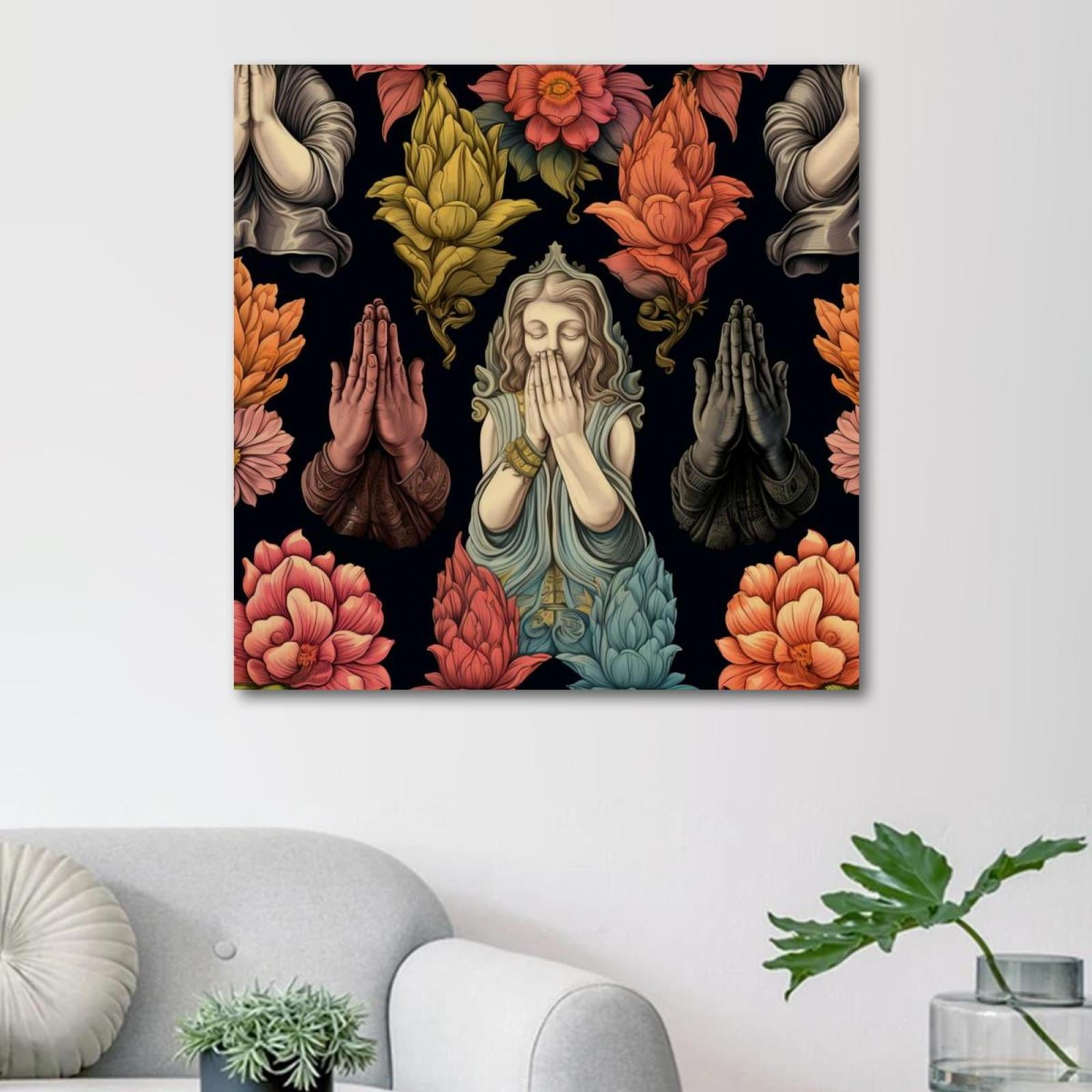 OWNSERIES Praying Hands Pattern Canvas Wall Art Paintings for Living ...