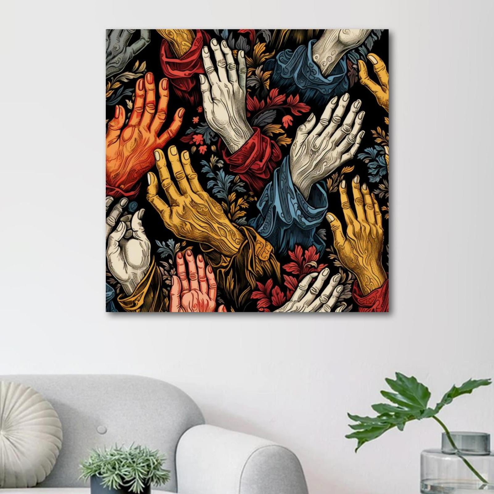 OWNSERIES Praying Hands Pattern Canvas Wall Art Paintings for Living ...