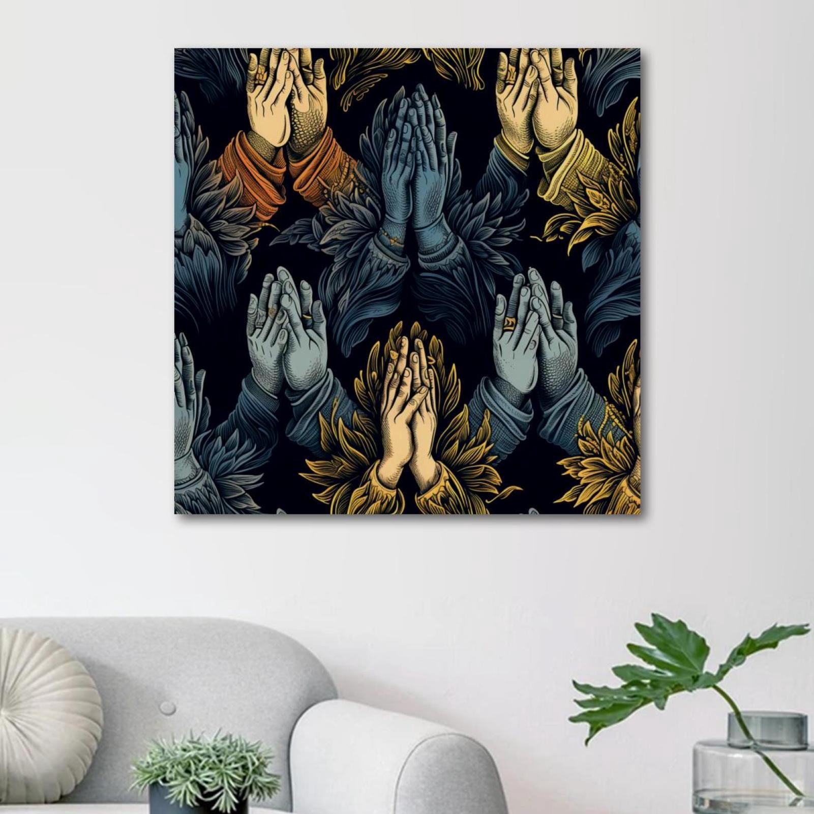 OWNSERIES Praying Hands Pattern Canvas Wall Art Paintings for Living ...