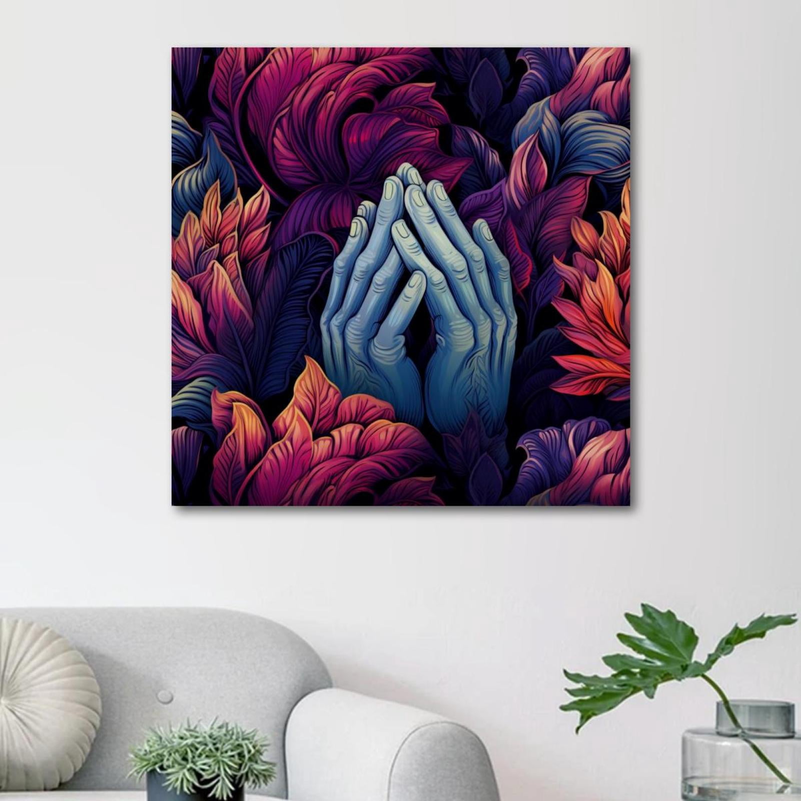 OWNSERIES Praying Hands Pattern Canvas Wall Art Paintings for Living ...