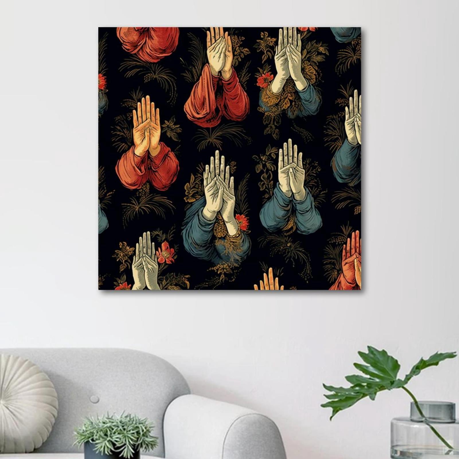 OWNSERIES Praying Hands Pattern Canvas Wall Art Paintings for Living ...