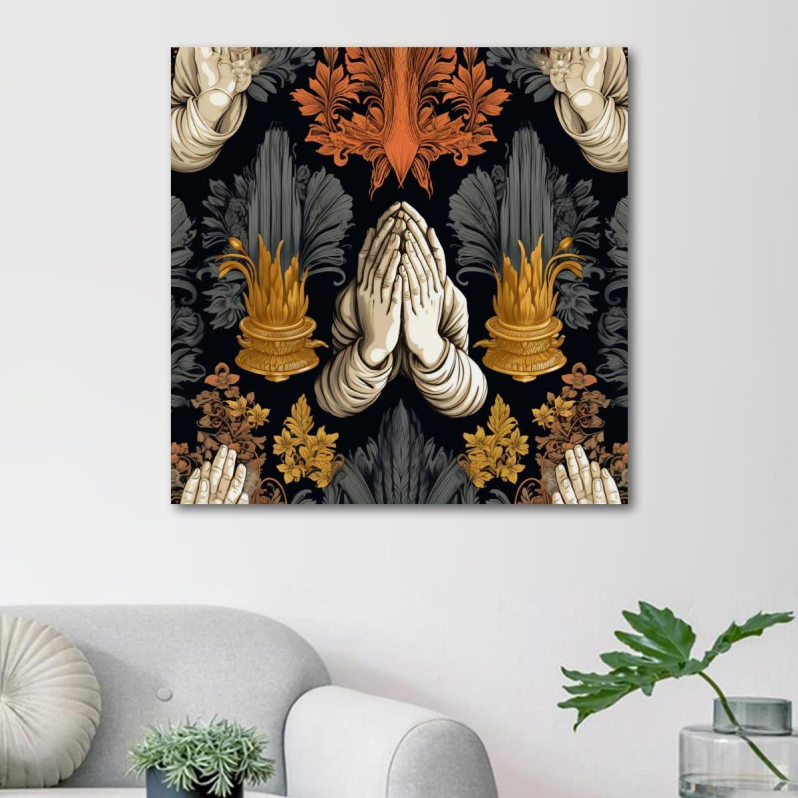 OWNSERIES Praying Hands Pattern Canvas Wall Art Paintings for Living ...