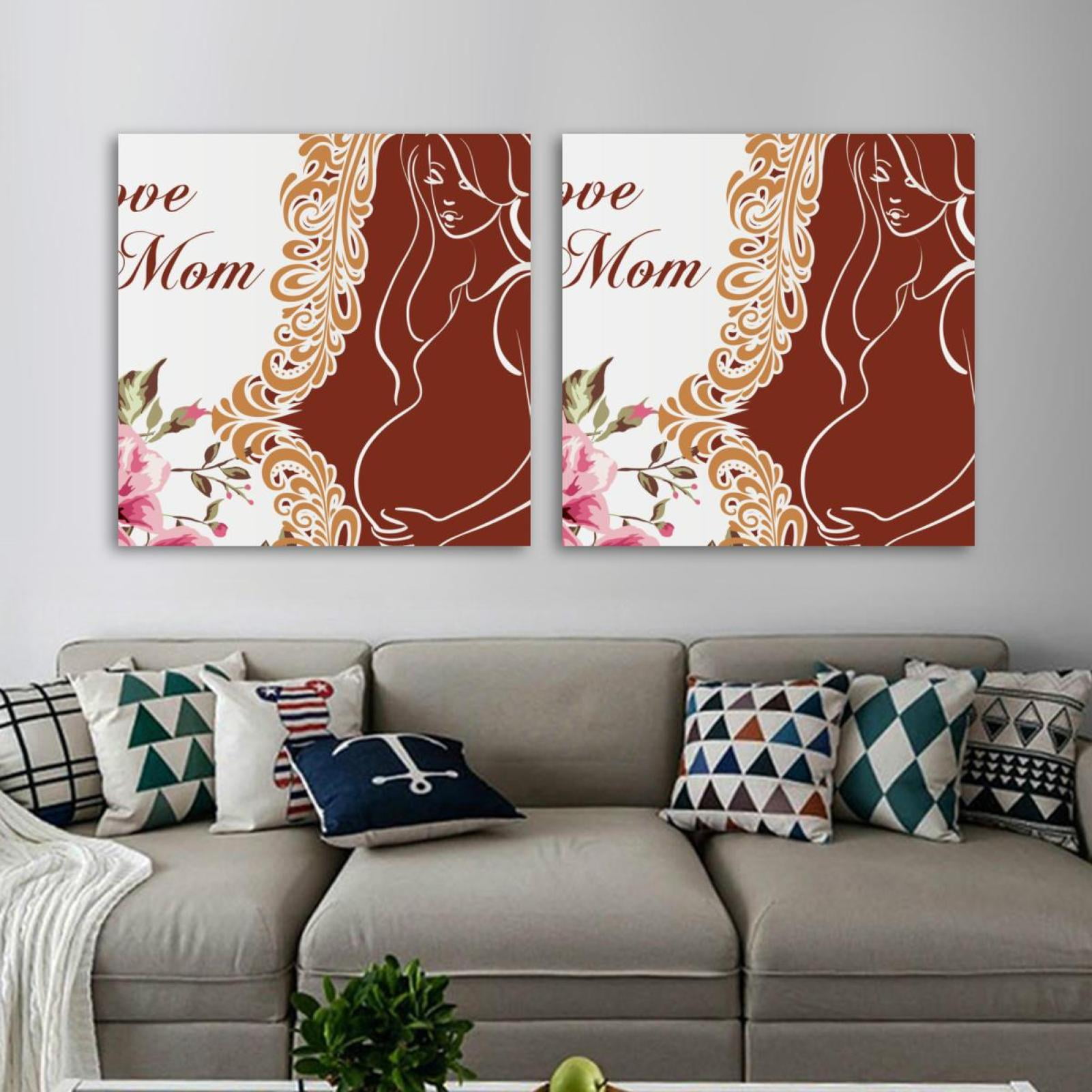 OWNSERIES Pregnant Mom Happy Mother's Day Pattern 2PC Canvas Wall Art ...
