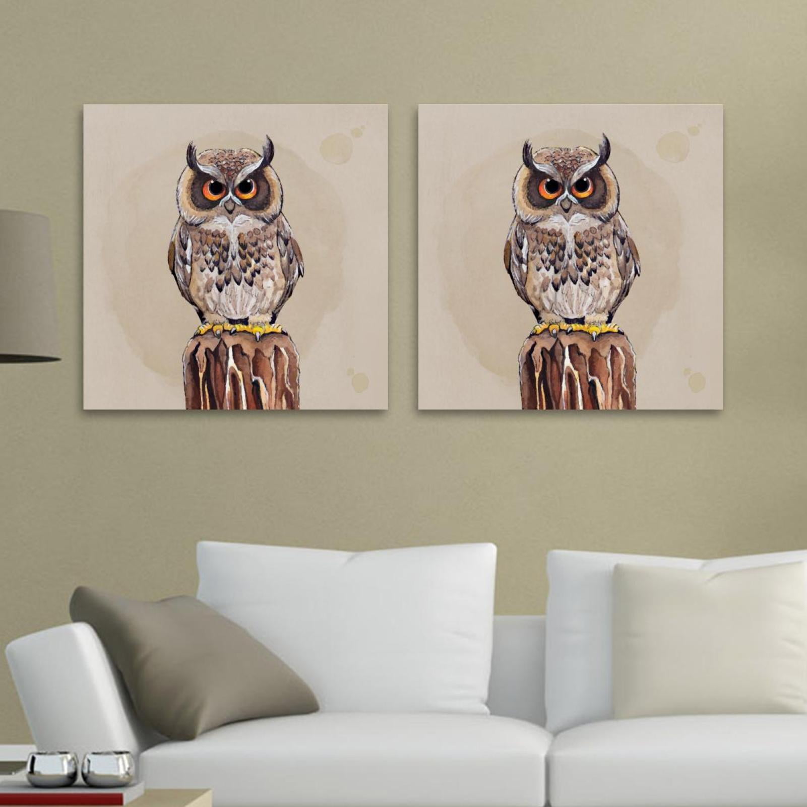 OWNSERIES Pretty Hand Drawn Owl Pattern 2PC Canvas Wall Art Paintings ...