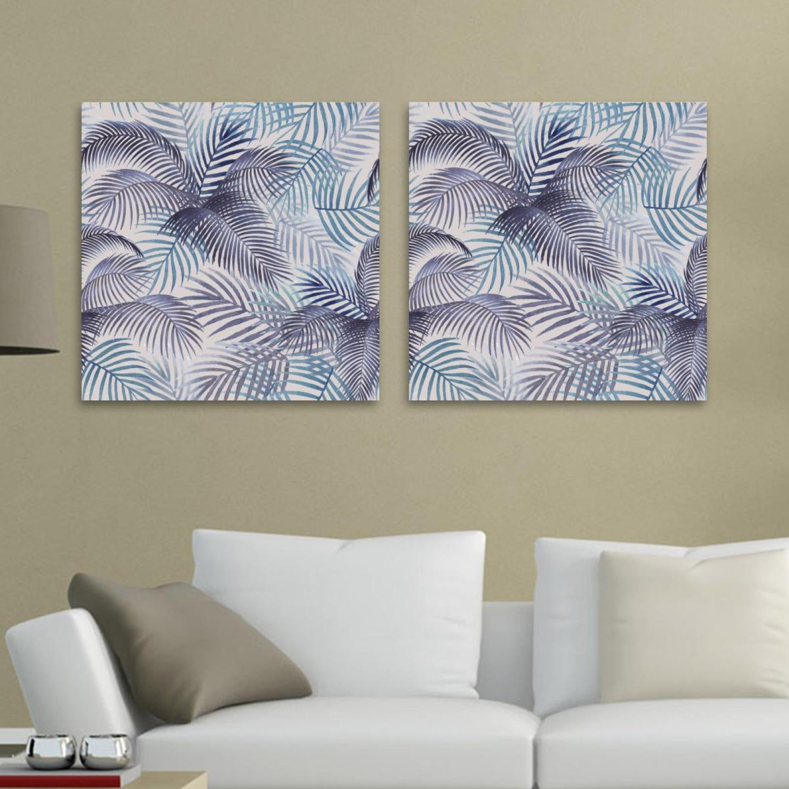 OWNSERIES Pueple Palm Leaves Pattern 2PC Canvas Wall Art Paintings for ...