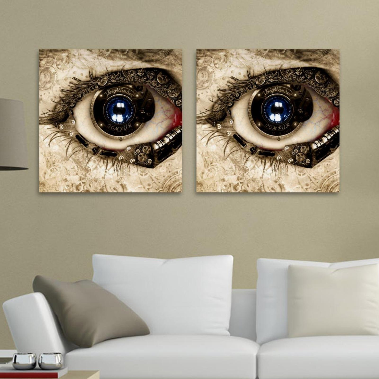 OWNSERIES Punk Eye with a Clock Mechanism Pattern 2PC Canvas Wall Art ...