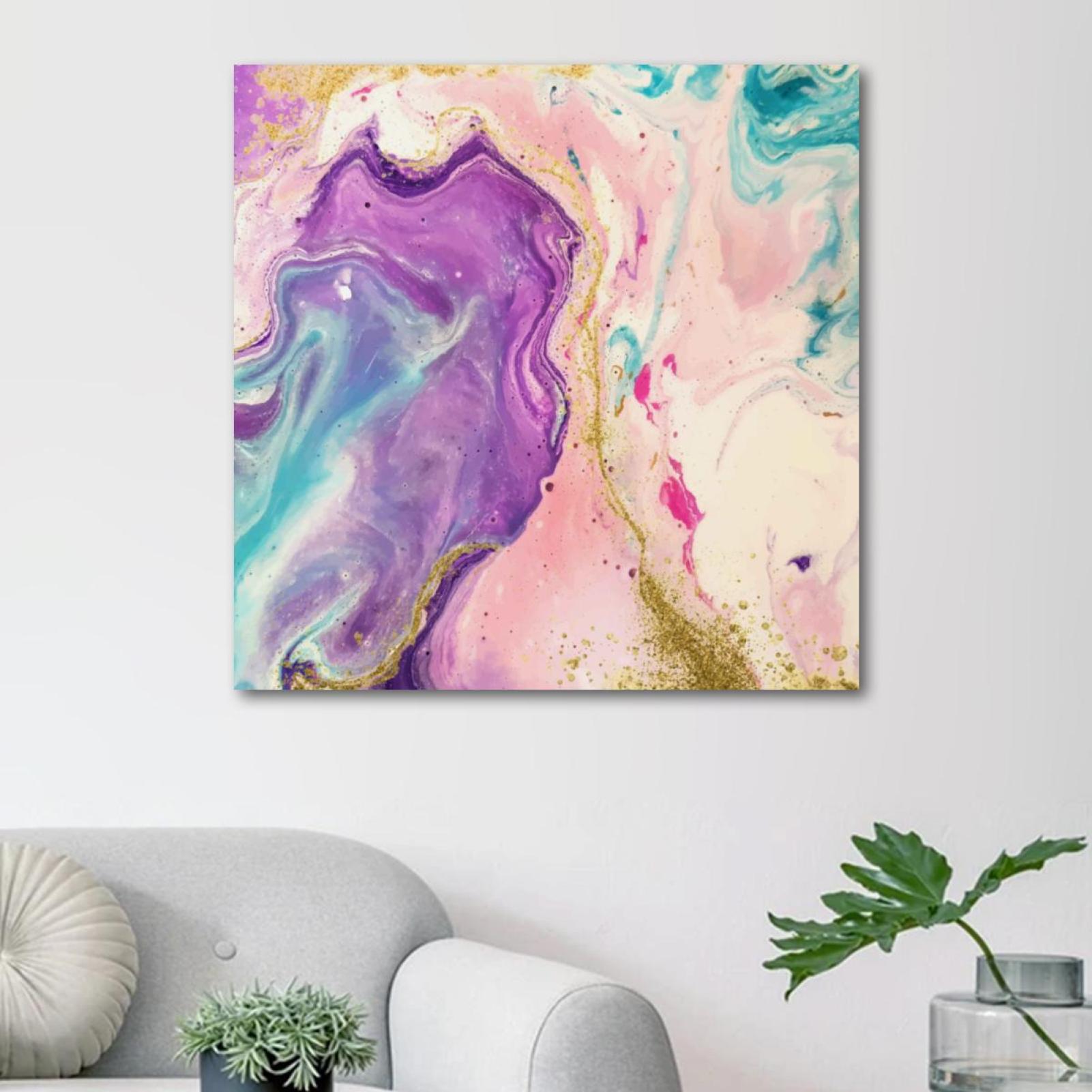 OWNSERIES Purple Watercolor Background Pattern Canvas Wall Art ...