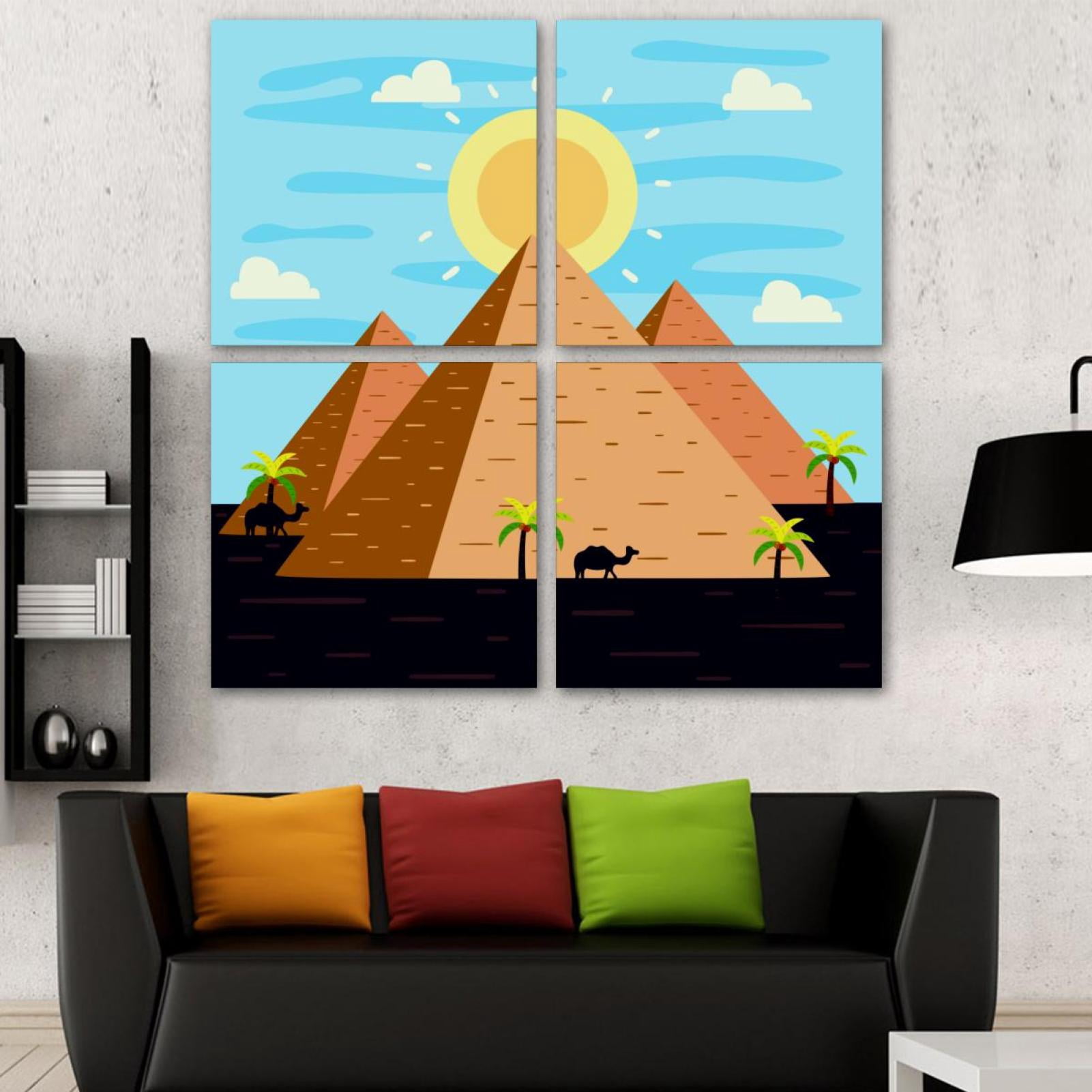 OWNSERIES Pyramids Egypt Pattern 4PC Frameless Canvas Wall Art ...
