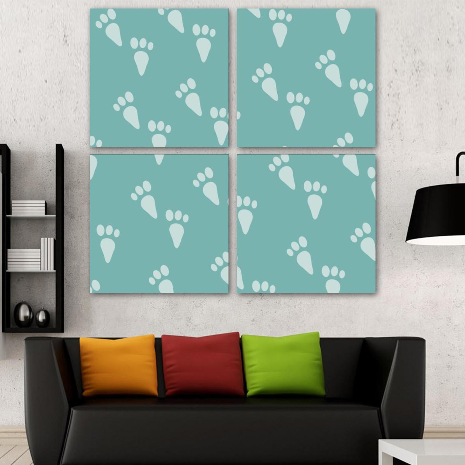 OWNSERIES Rabbit Footprints Bunny Pattern 4PC Frameless Canvas Wall Art ...